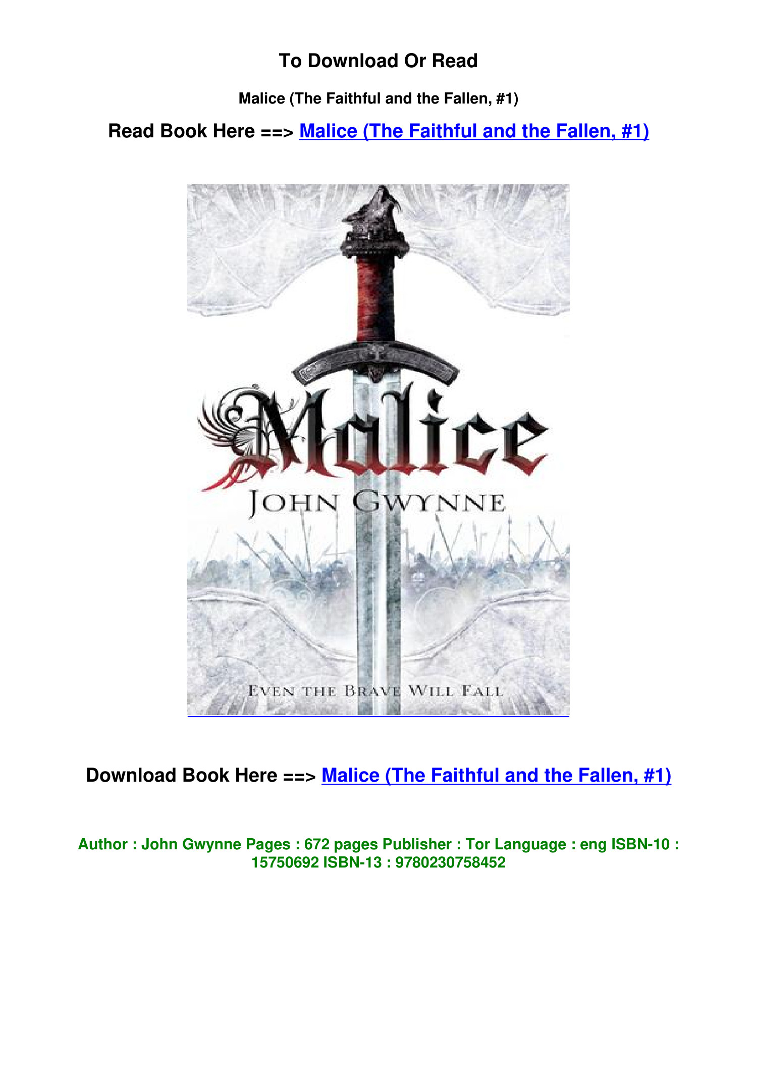 download EPUB Malice The Faithful and the Fallen 1 BY John Gwynne.pdf | DocDroid