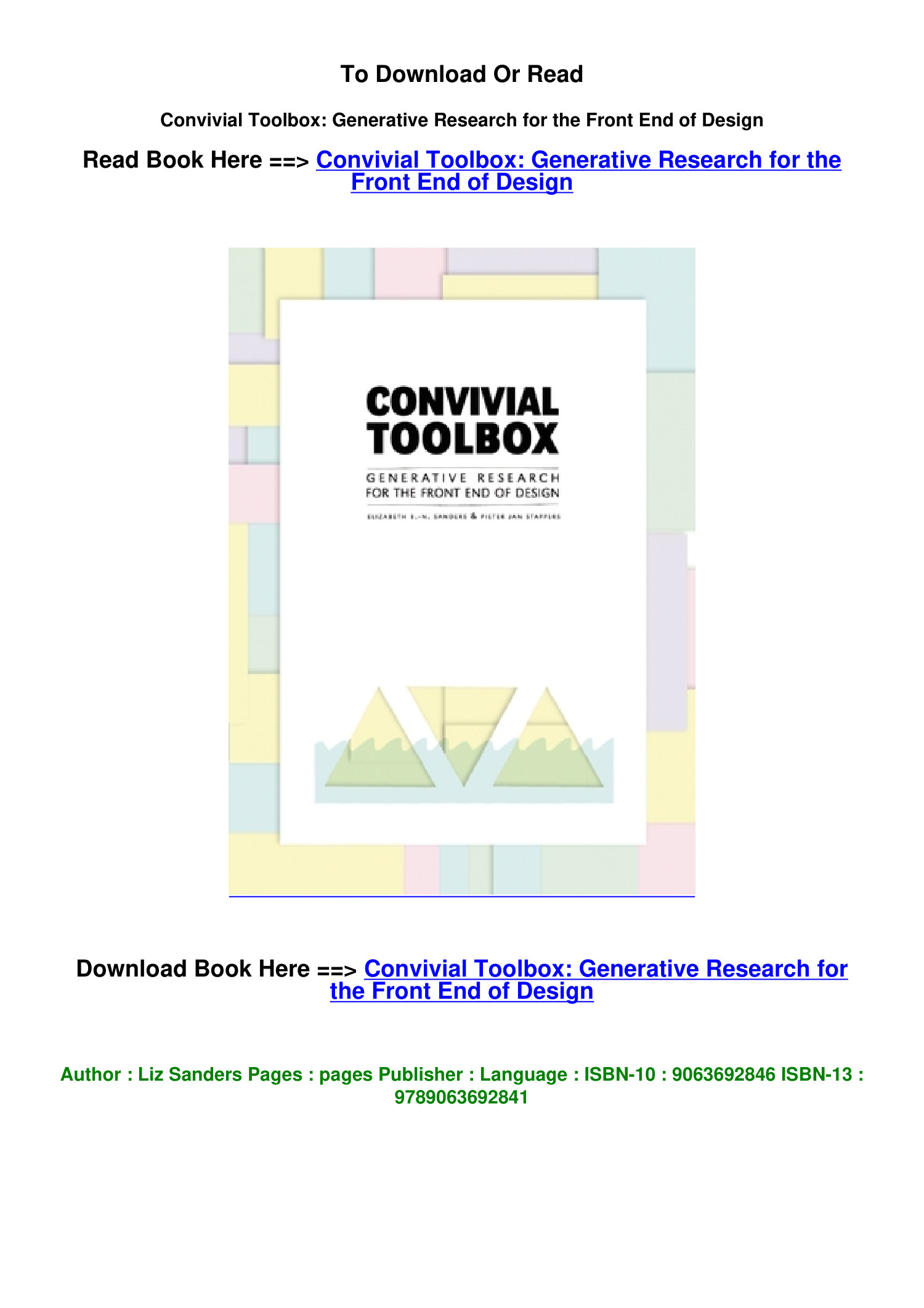DOWNLOAD ePub Convivial Toolbox Generative Research for the Front End of .pdf | DocDroid