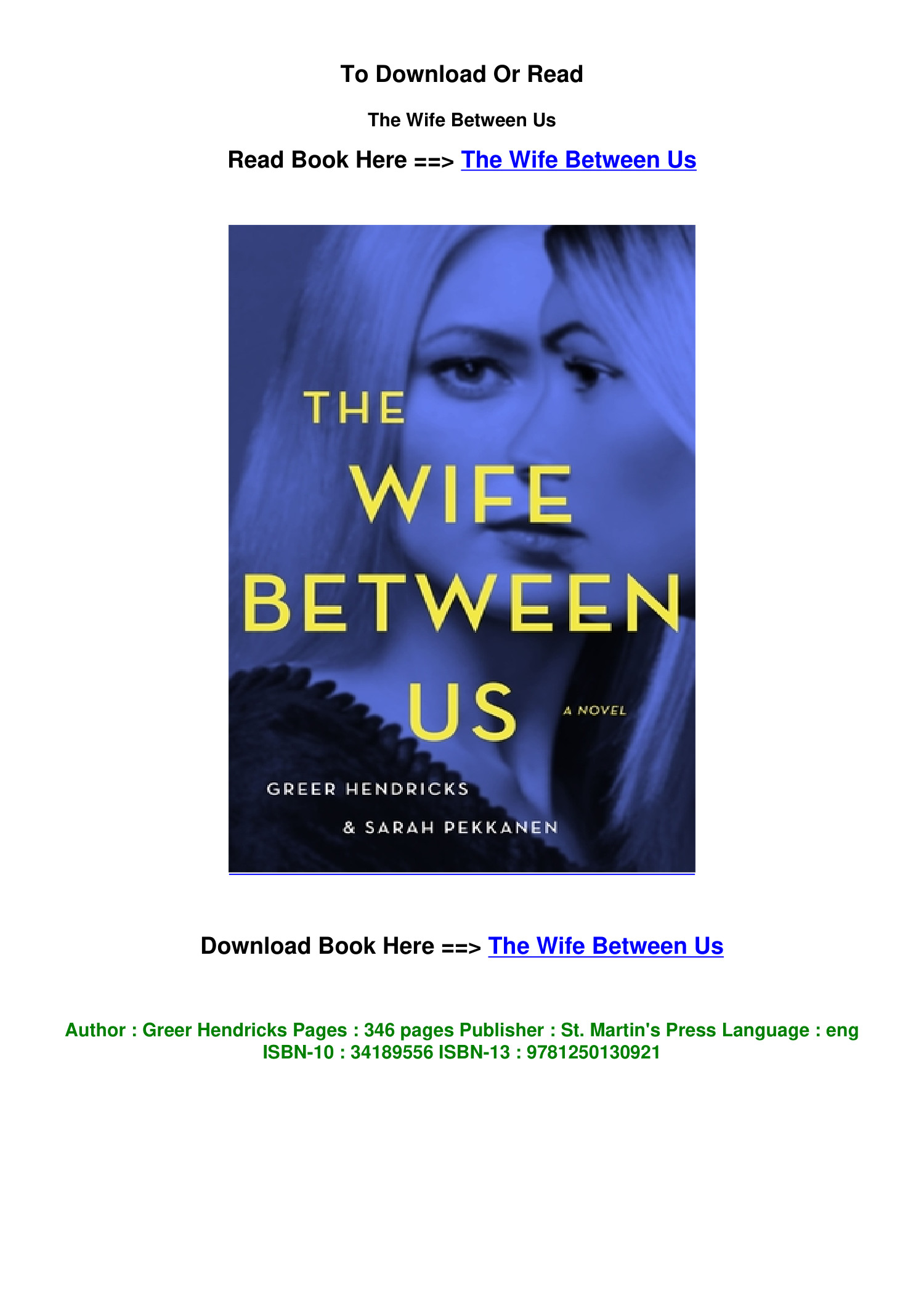 download ePub The Wife Between Us By Greer Hendricks.pdf | DocDroid