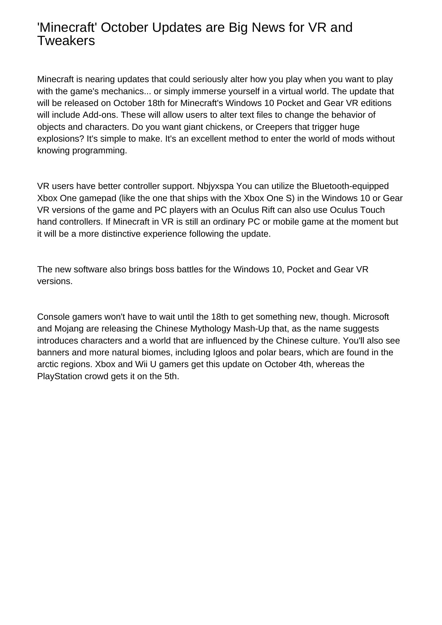 Minecraft October Updates are Big News for VR and Tweakerskgefu.pdf.pdf ...