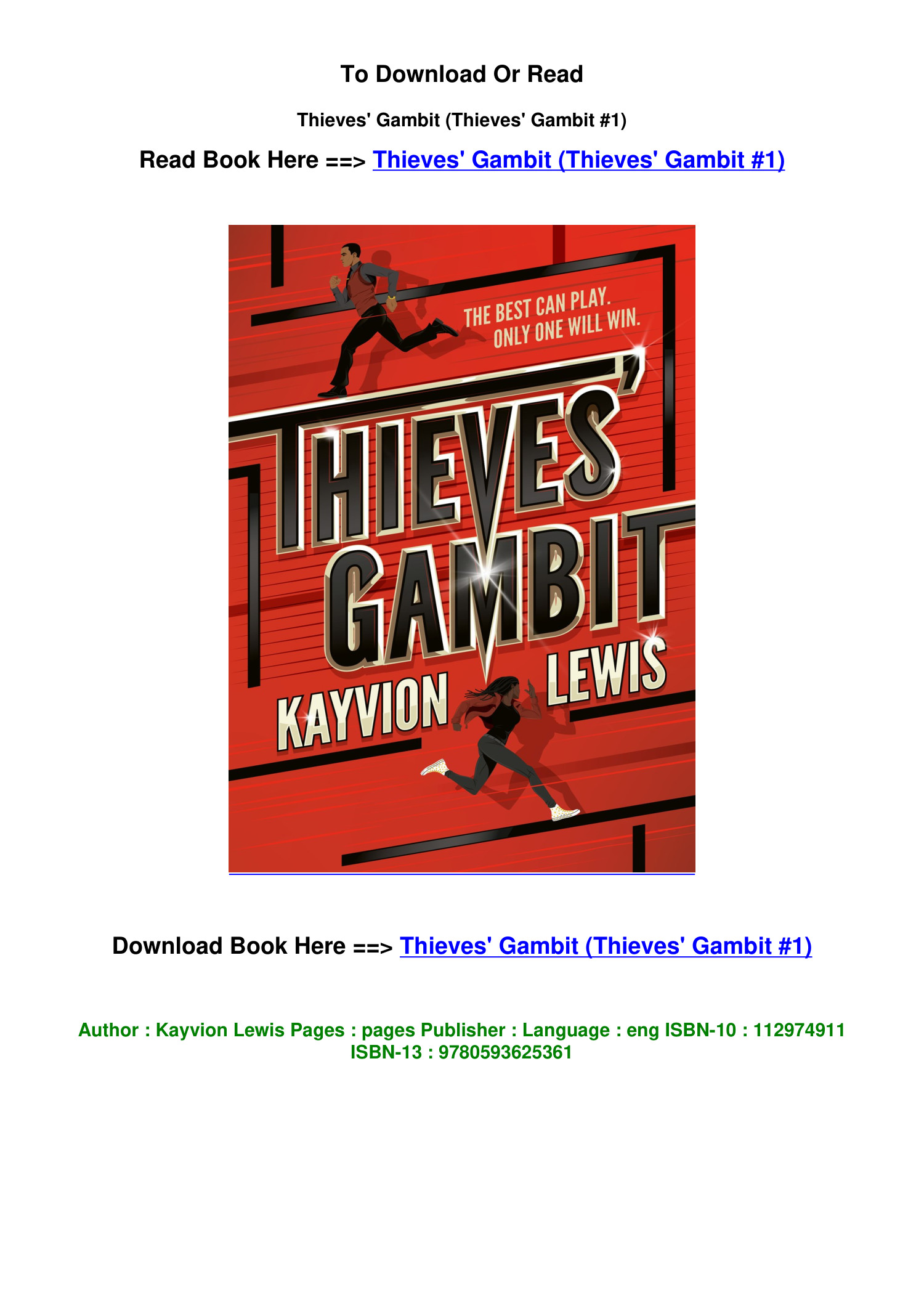 Download pdf Thieves Gambit Thieves Gambit 1 BY Kayvion Lewis.pdf | DocDroid