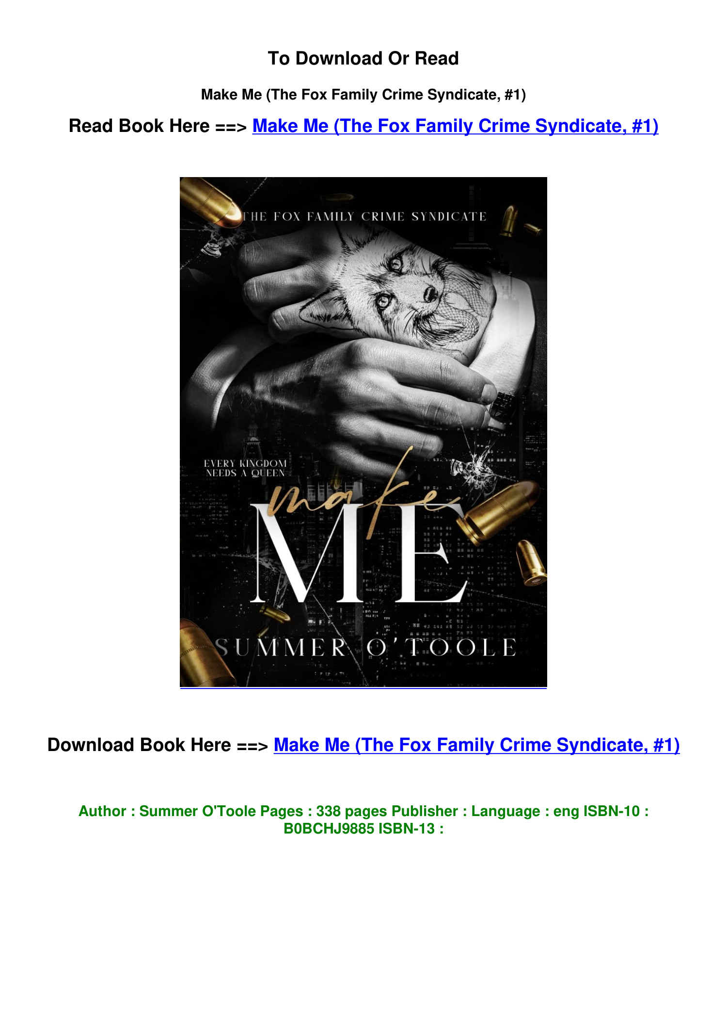 PDF Download Make Me The Fox Family Crime Syndicate 1 By Summer O Toole.pdf | DocDroid