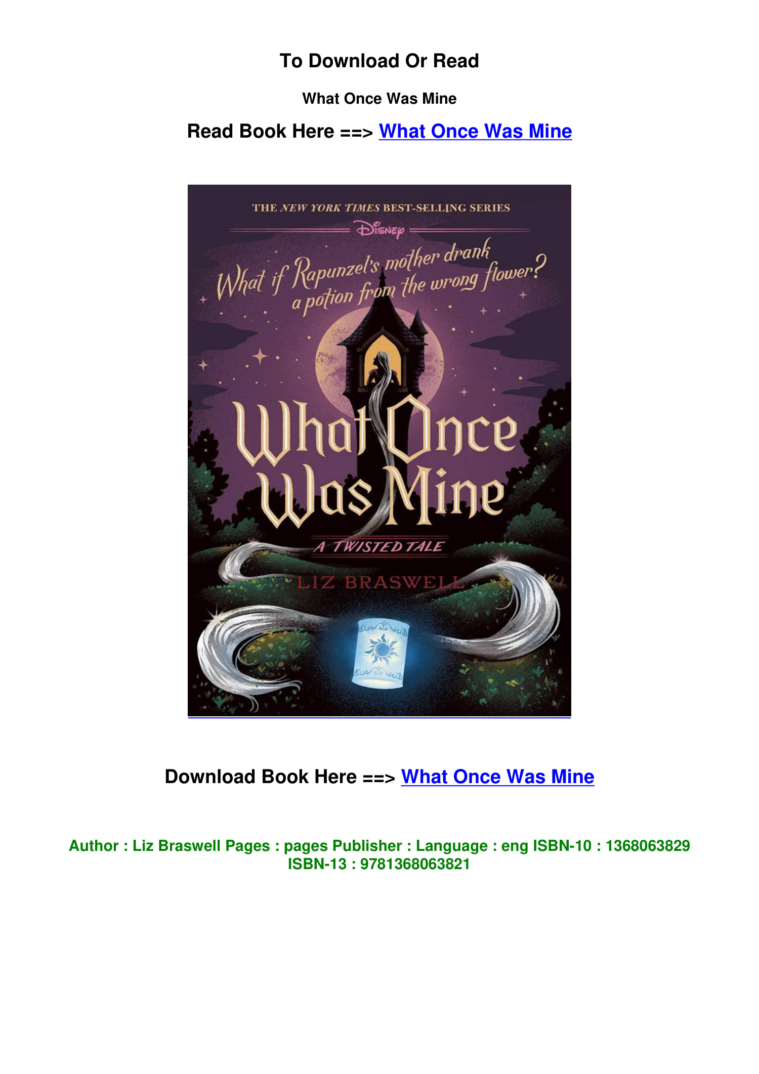 ePub download What Once Was Mine by Liz Braswell.pdf | DocDroid