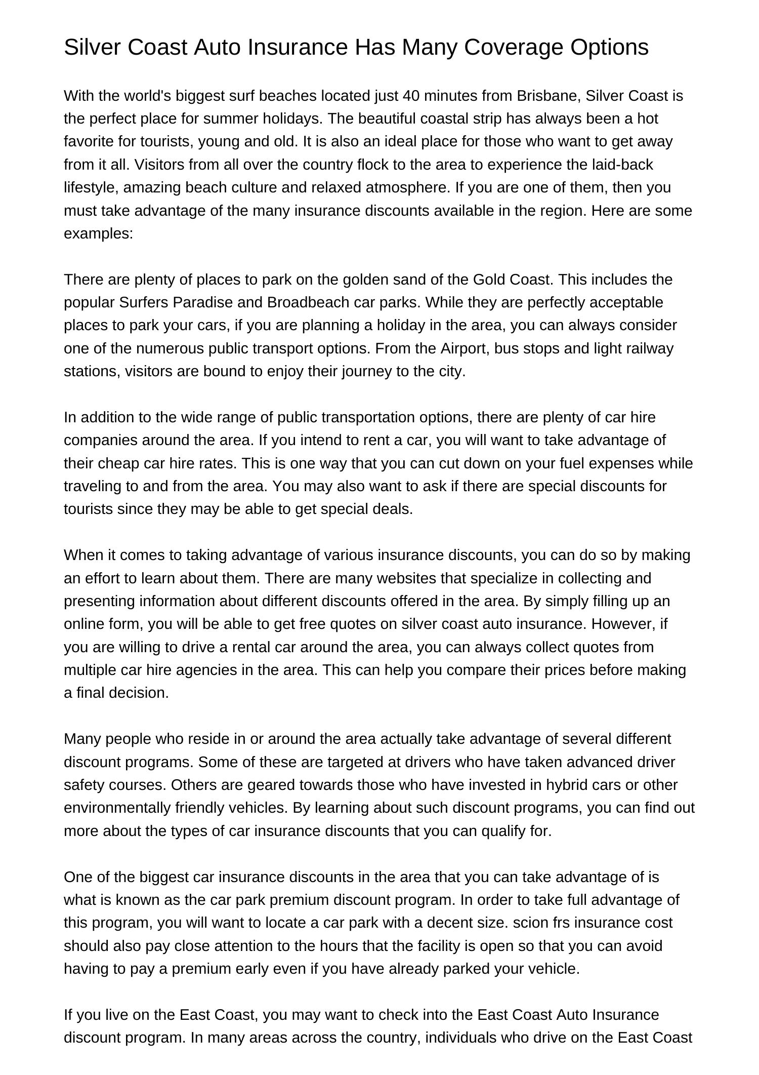 Silver Coast Auto Insurance Has Many Coverage Optionsfacgr.pdf.pdf ...