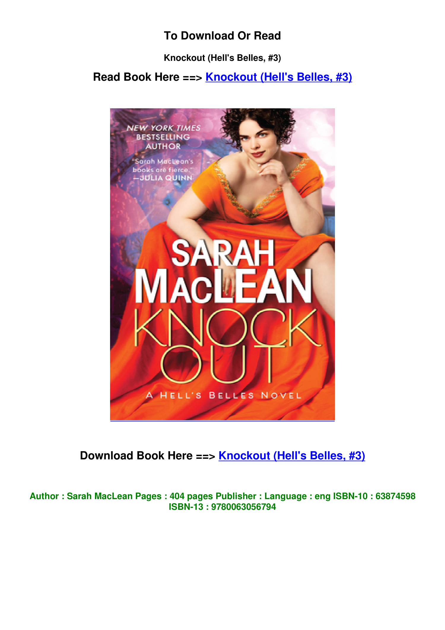 epub DOWNLOAD Knockout Hell s Belles 3 By Sarah MacLean.pdf | DocDroid