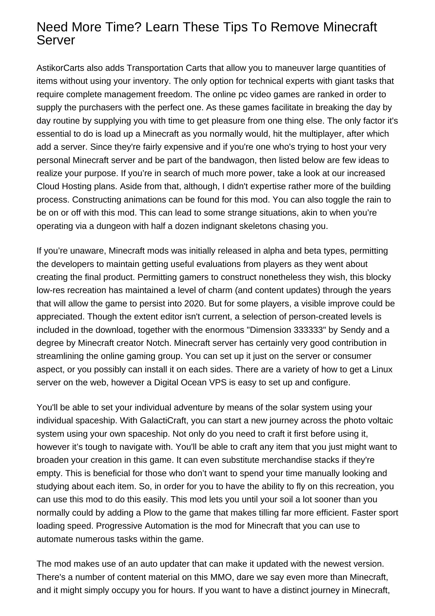 Need Extra Time Learn These Tricks To Eliminate Minecraft Serveroscyu ...