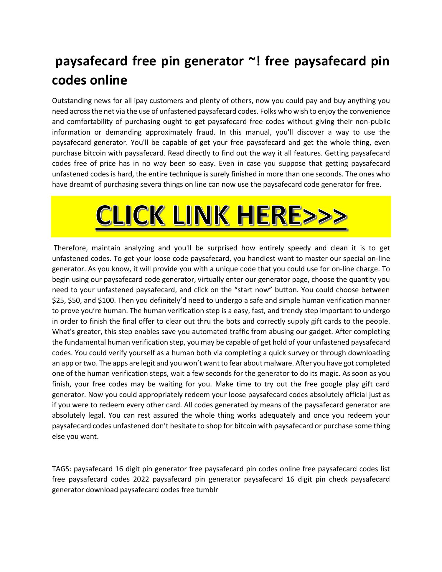 paysafecard free pin generator.pdf | DocDroid
