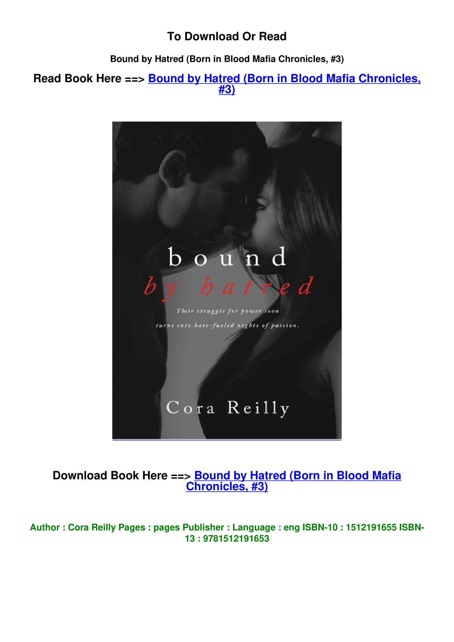 DOWNLOAD EPub Bound by Hatred Born in Blood Mafia Chronicles 3 BY Cora .pdf | DocDroid