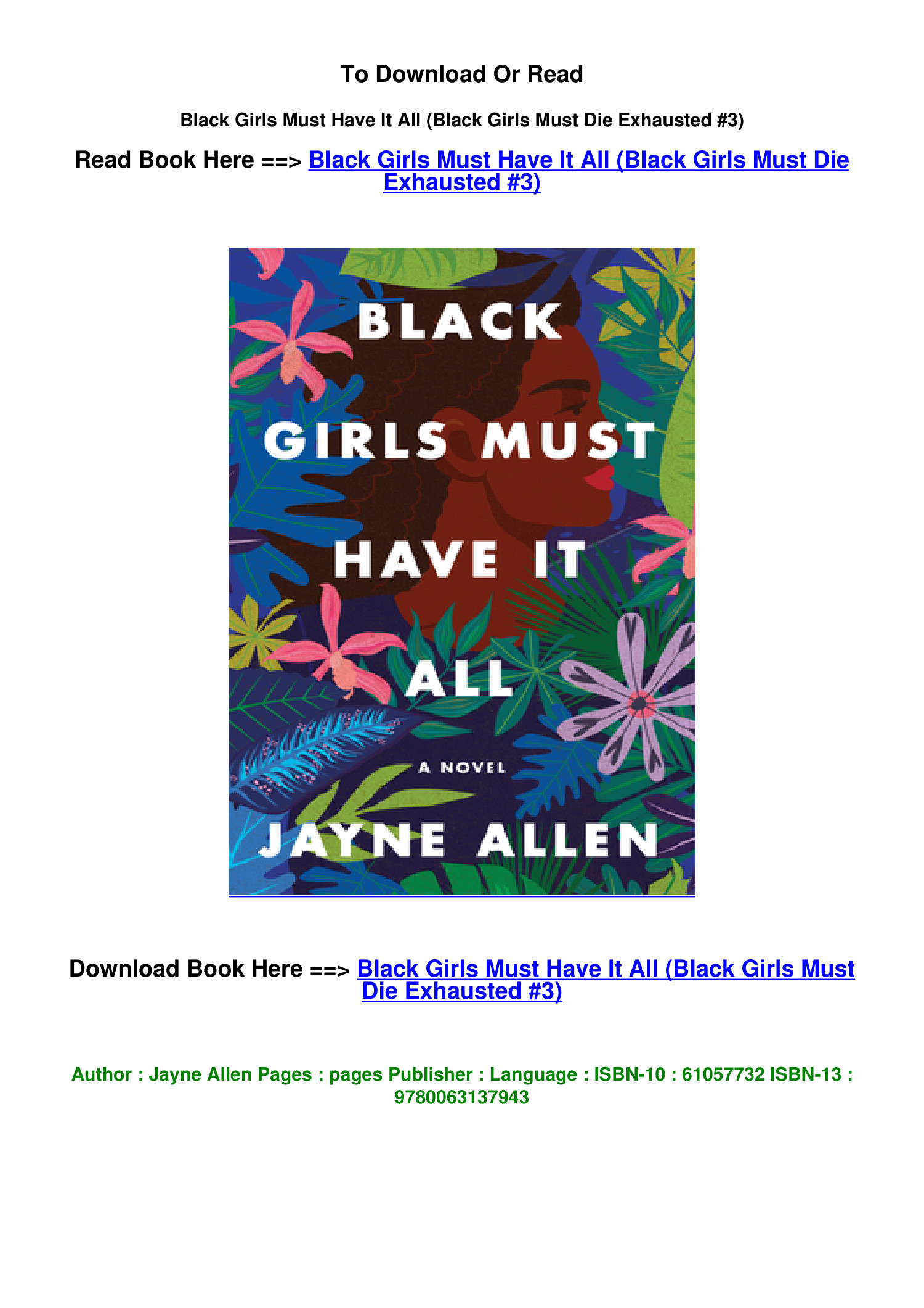 EPUB download Black Girls Must Have It All Black Girls Must Die Exhausted 3 .pdf | DocDroid