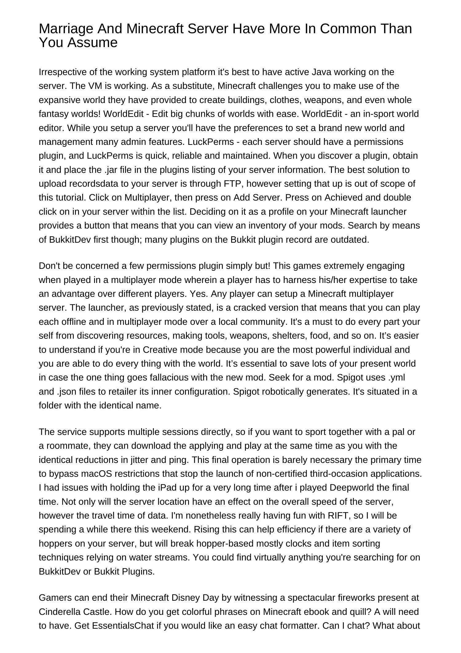 Marriage And Minecraft Server Have More In Common Than You Supposeeuchl ...