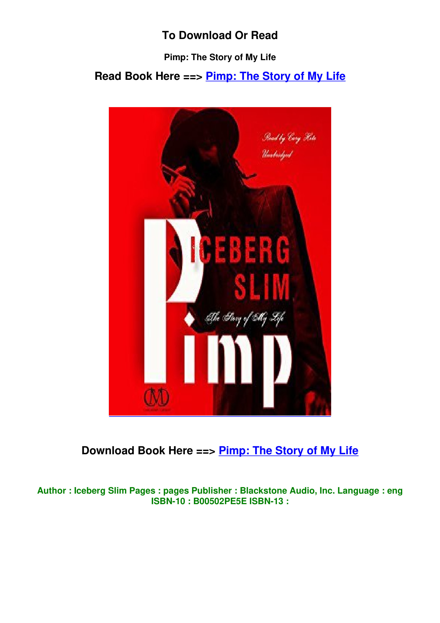 EPUB Download Pimp The Story of My Life BY Iceberg Slim.pdf | DocDroid