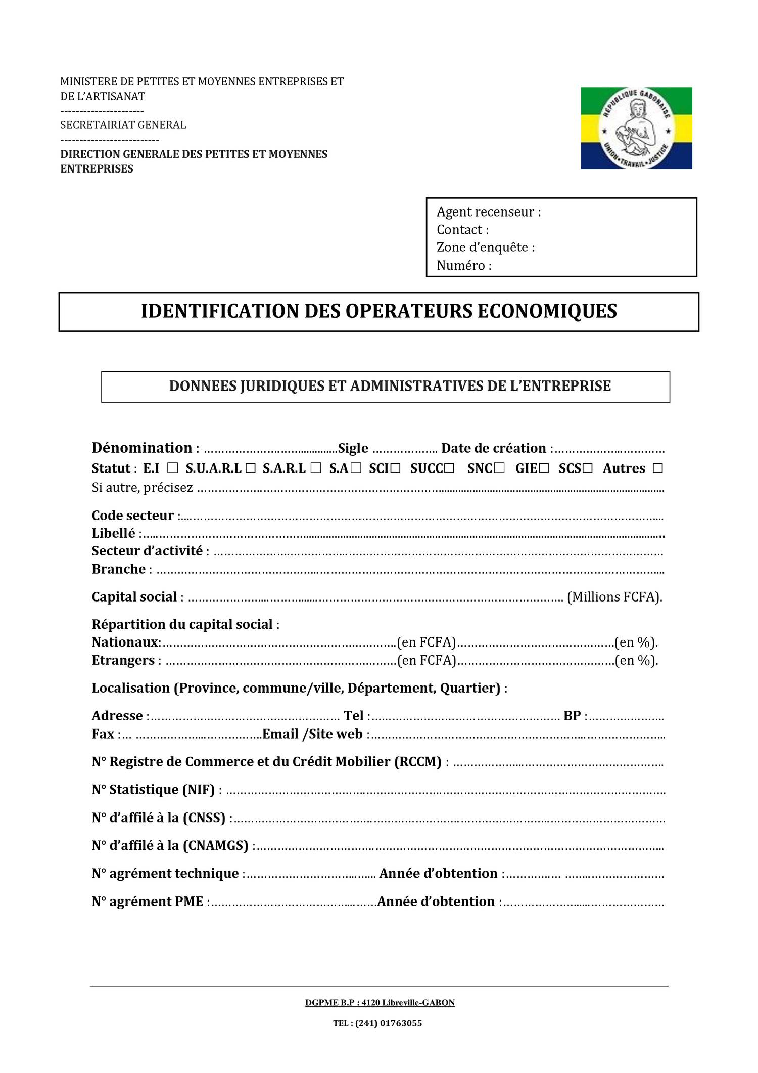 Modele Fiche Didentite Entreprise