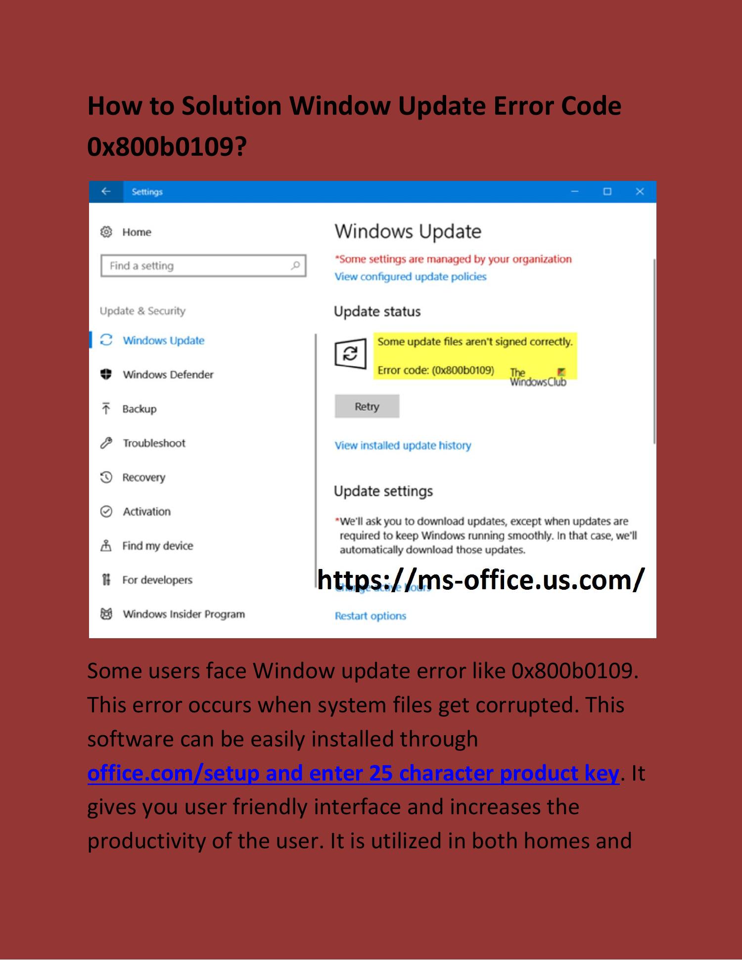 How to Solution Window Update Error Code 0x800b0109.docx | DocDroid