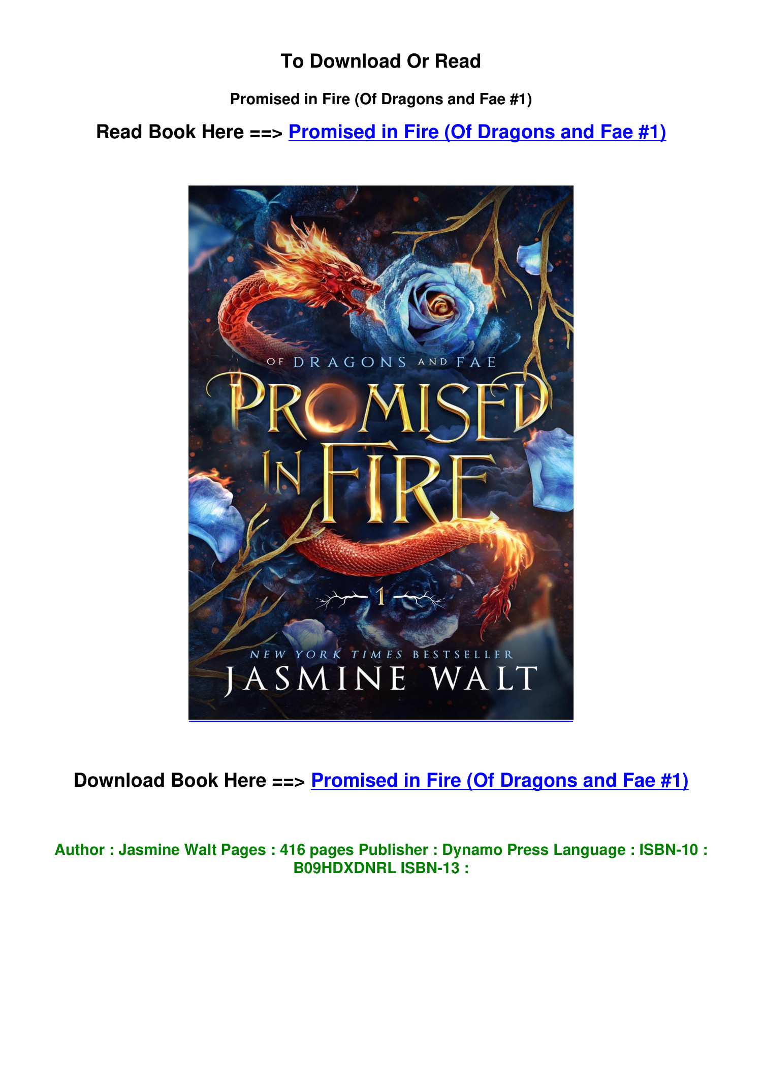 download PDF Promised in Fire Of Dragons and Fae 1 by Jasmine Walt.pdf | DocDroid