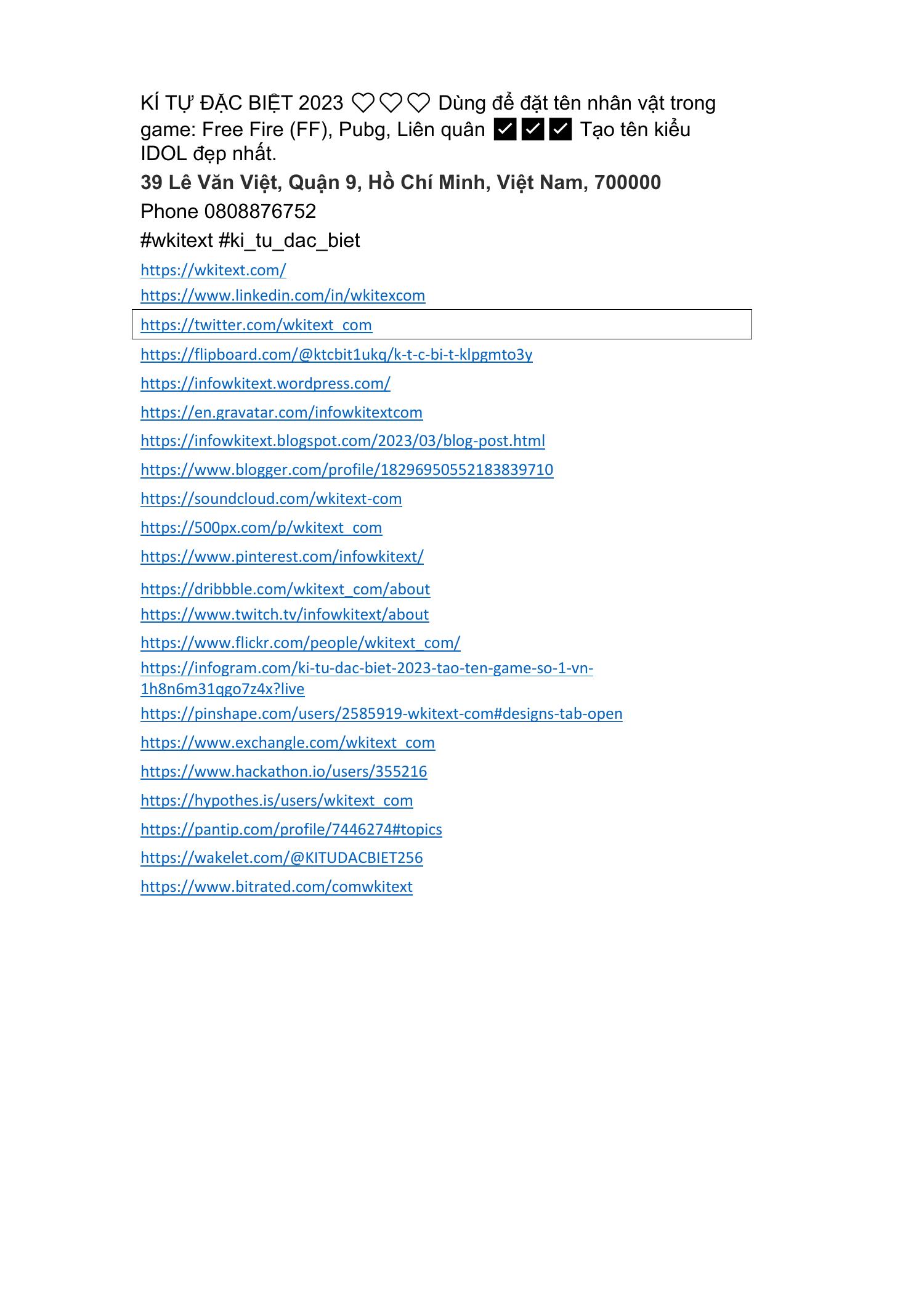 KÍ TỰ ĐẶC BIỆT 2023.docx | DocDroid
