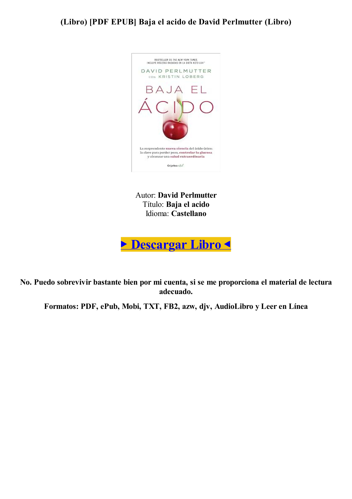 [EPUB PDF] [Libro] Baja el acido de David Perlmutter Libro.pdf | DocDroid
