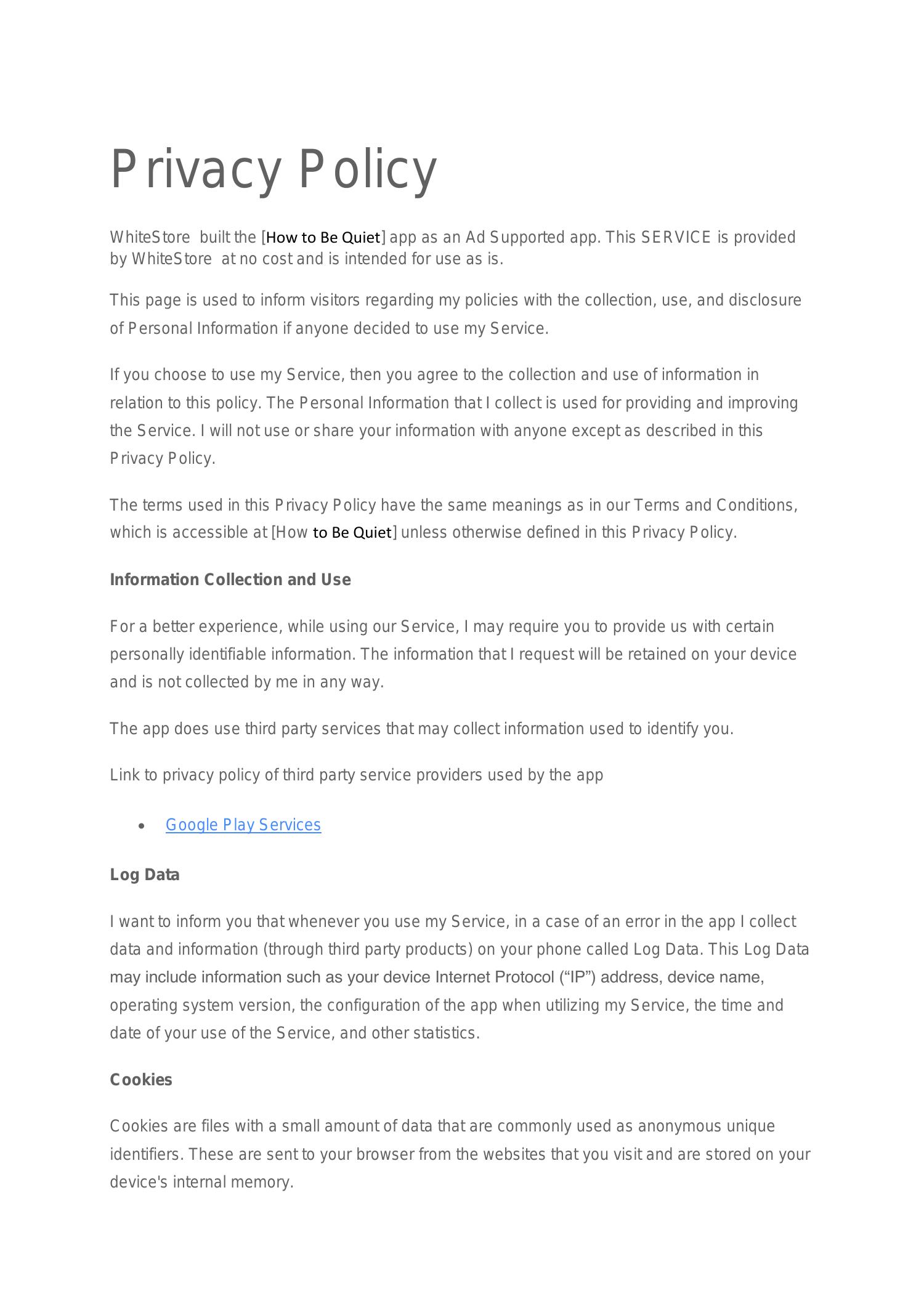 how to be quiet -Policy.docx | DocDroid