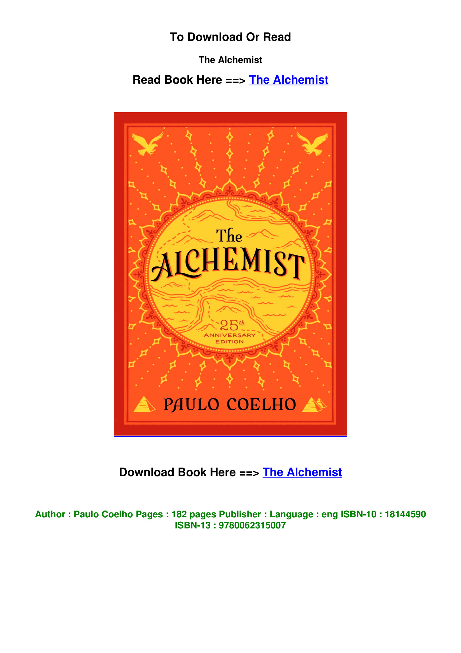 EPUB download The Alchemist BY Paulo Coelho.pdf | DocDroid