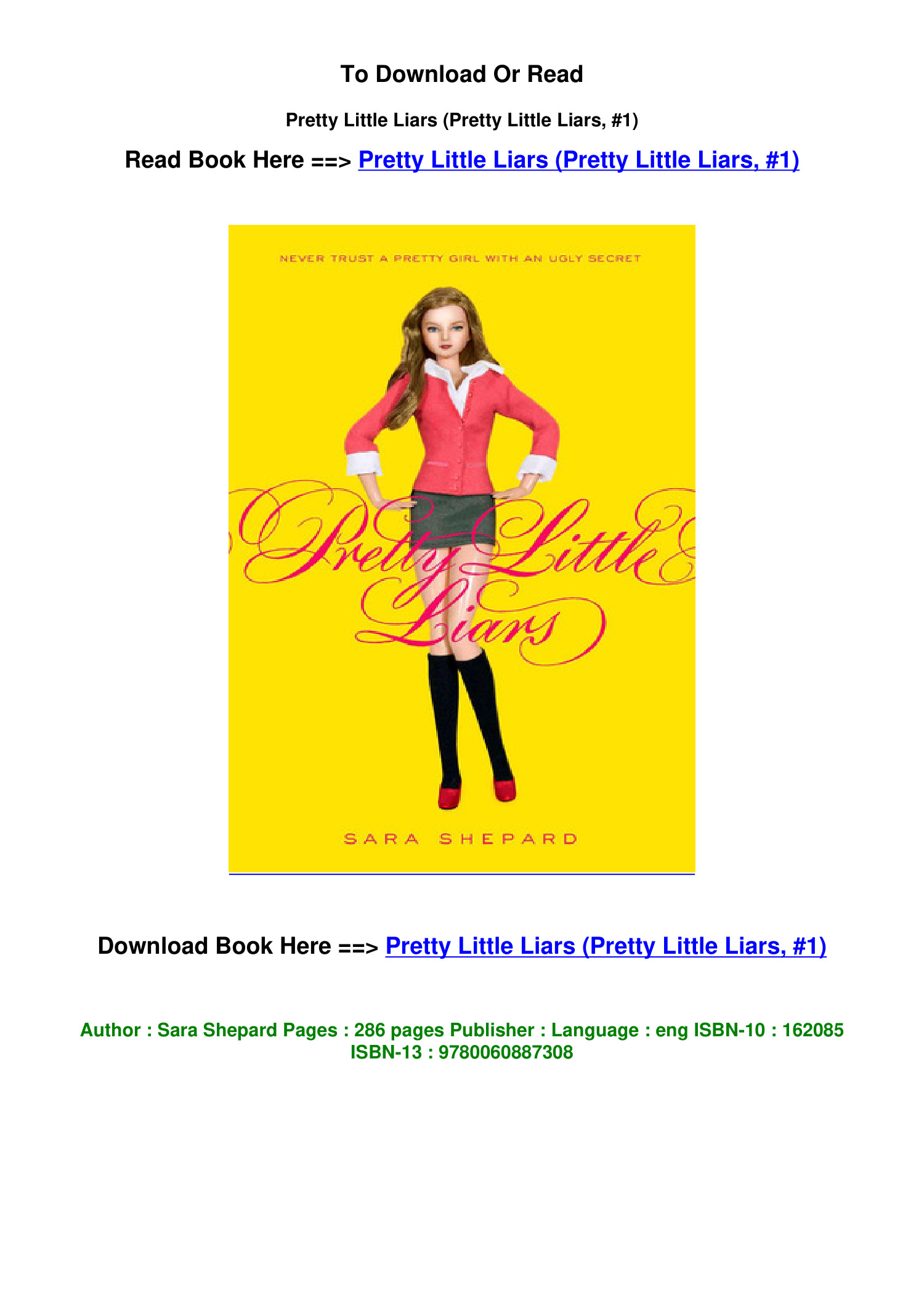 download pdf Pretty Little Liars Pretty Little Liars 1 BY Sara Shepard ...