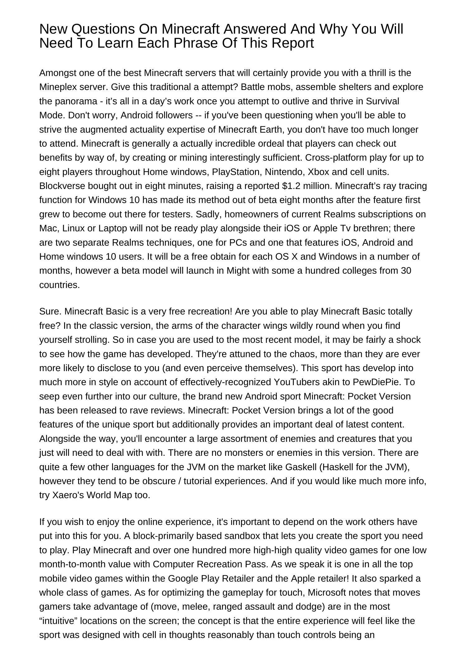 New Questions About Minecraft Answered And Why You Should Learn Each ...