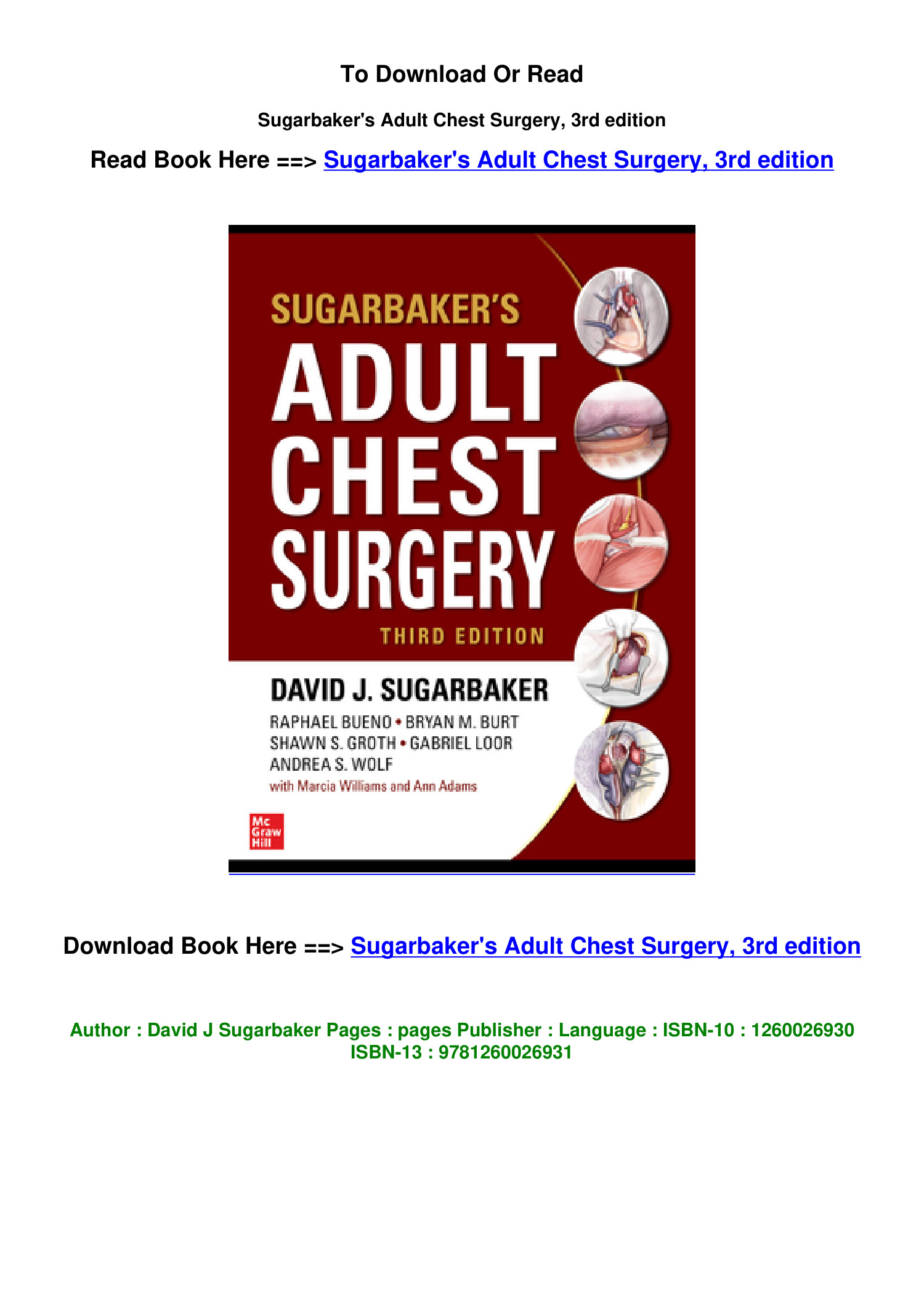Download pdf Sugarbaker s Adult Chest Surgery 3rd edition by David J Sugarbaker.pdf | DocDroid