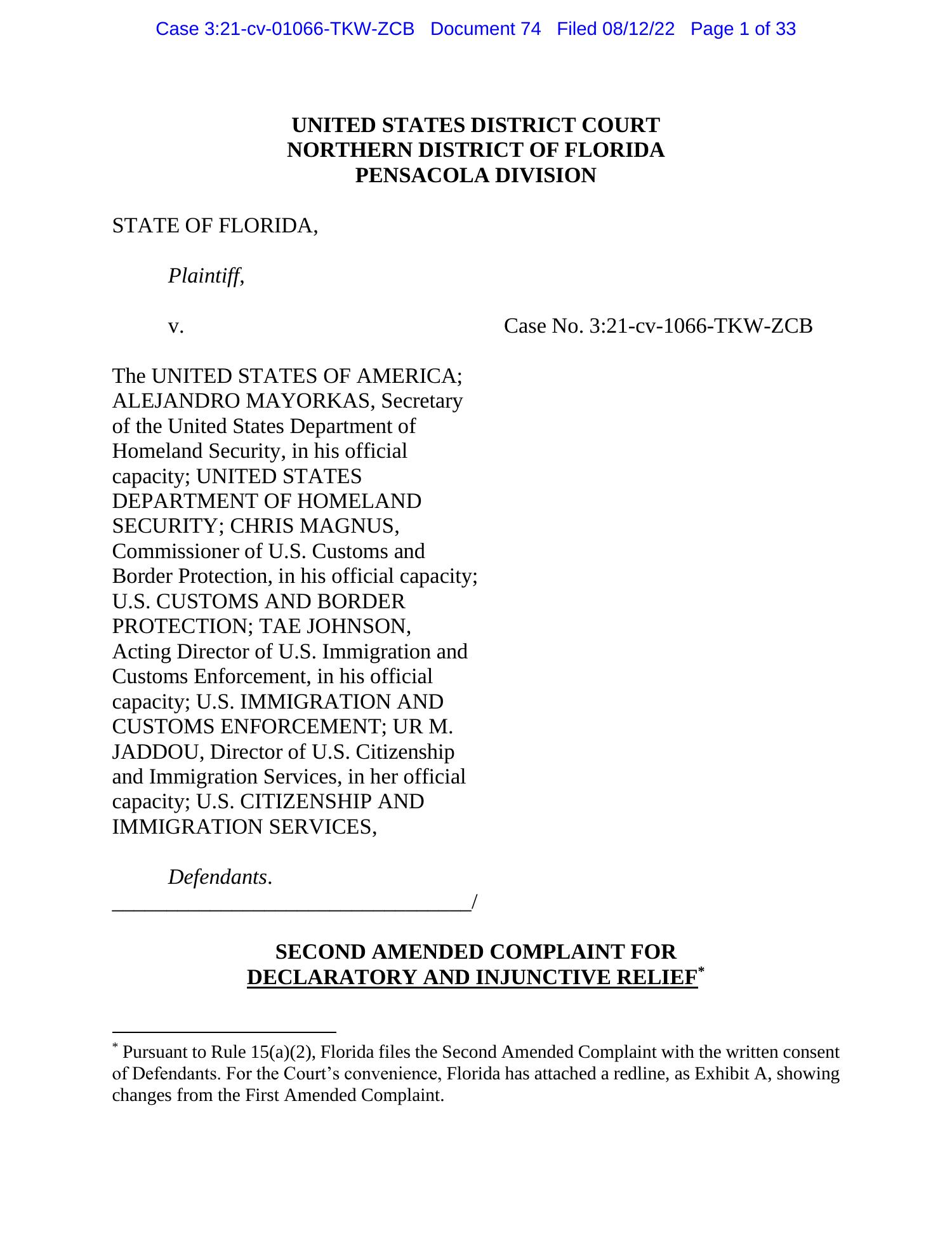 220812+DE+74+Second+Amended+Complaint+For+Declaratory+And+Injunctive ...