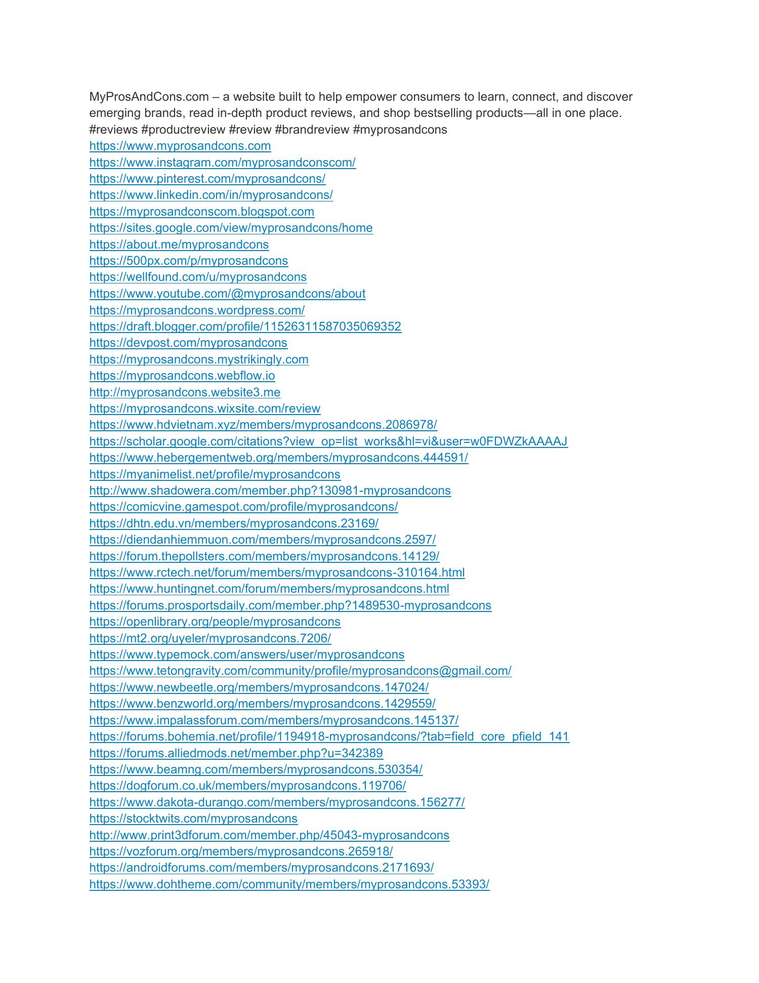 MyProsAndCons Brand Reviews.docx | DocDroid