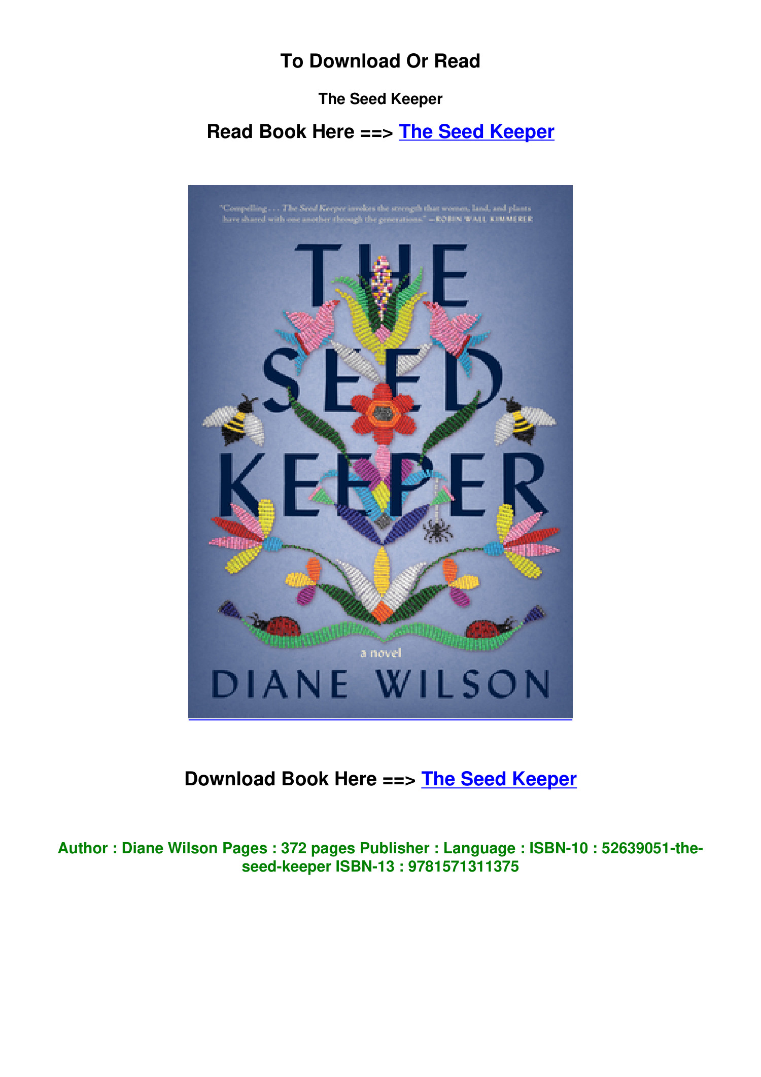 DOWNLOAD pdf The Seed Keeper by Diane Wilson.pdf | DocDroid