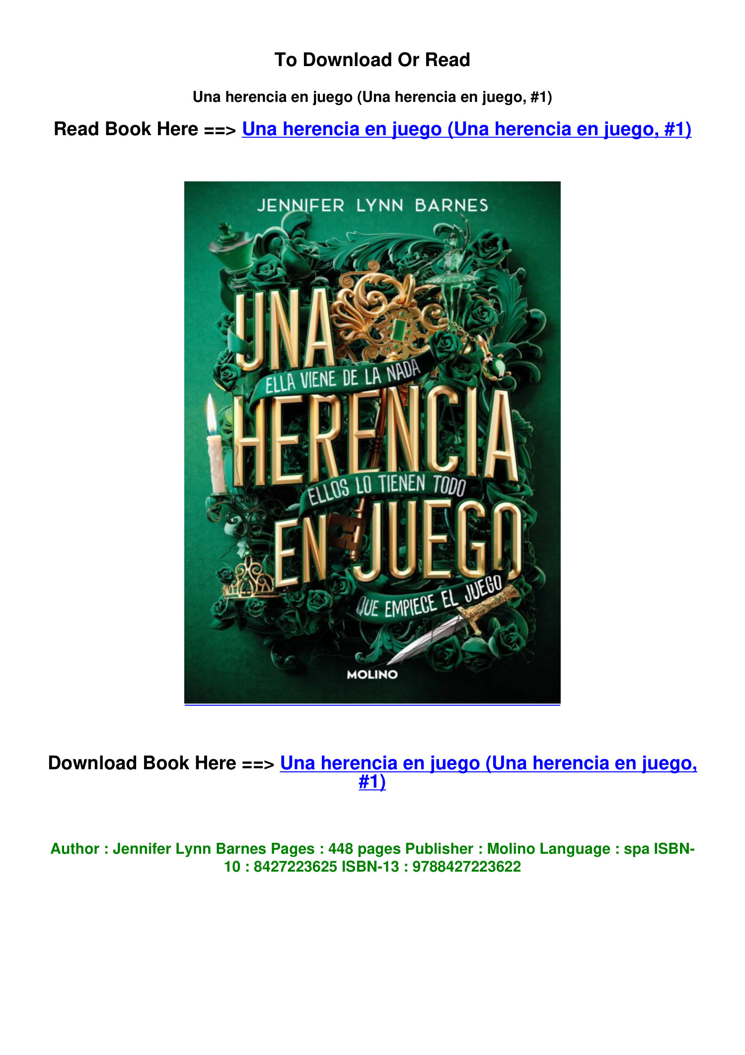 download PDF Una herencia en juego Una herencia en juego 1 by Jennifer .pdf | DocDroid