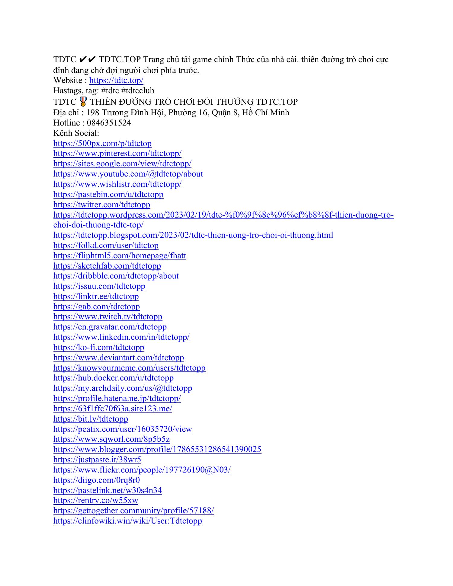 TDTC THIÊN ĐƯỜNG TRÒ CHƠI ĐỔI THƯỞNG TDTC.TOP.docx | DocDroid