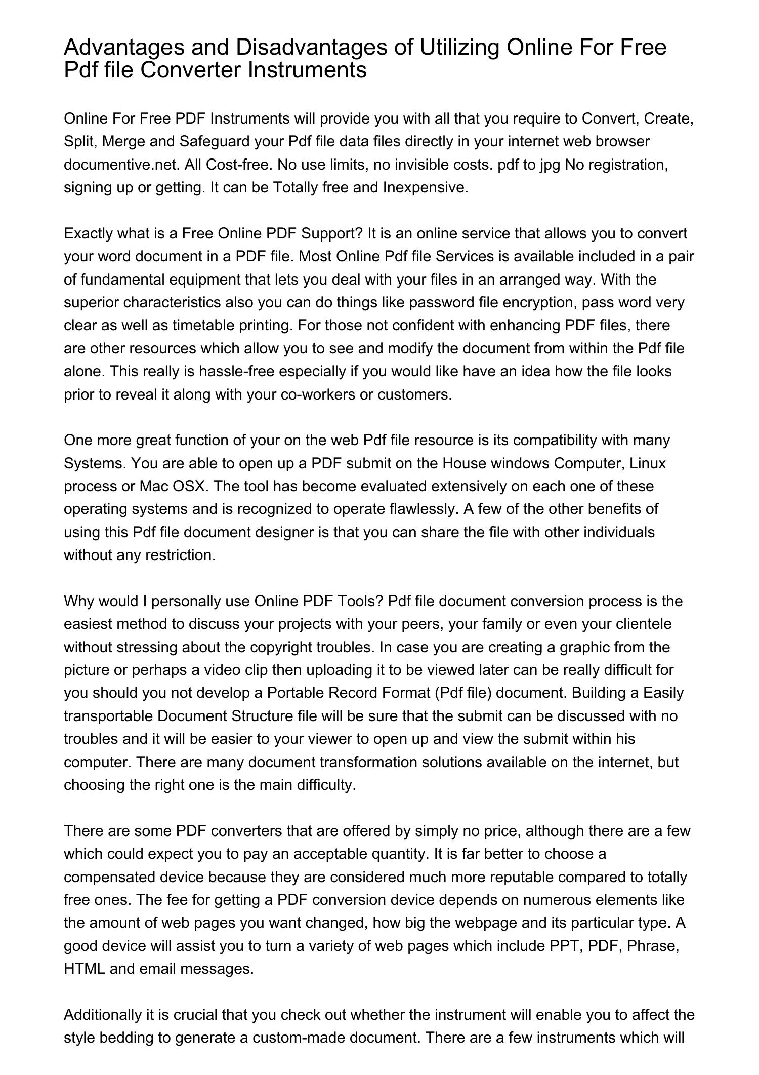 Advantages and Disadvantages of Making use of Online Pdf file Converter ...