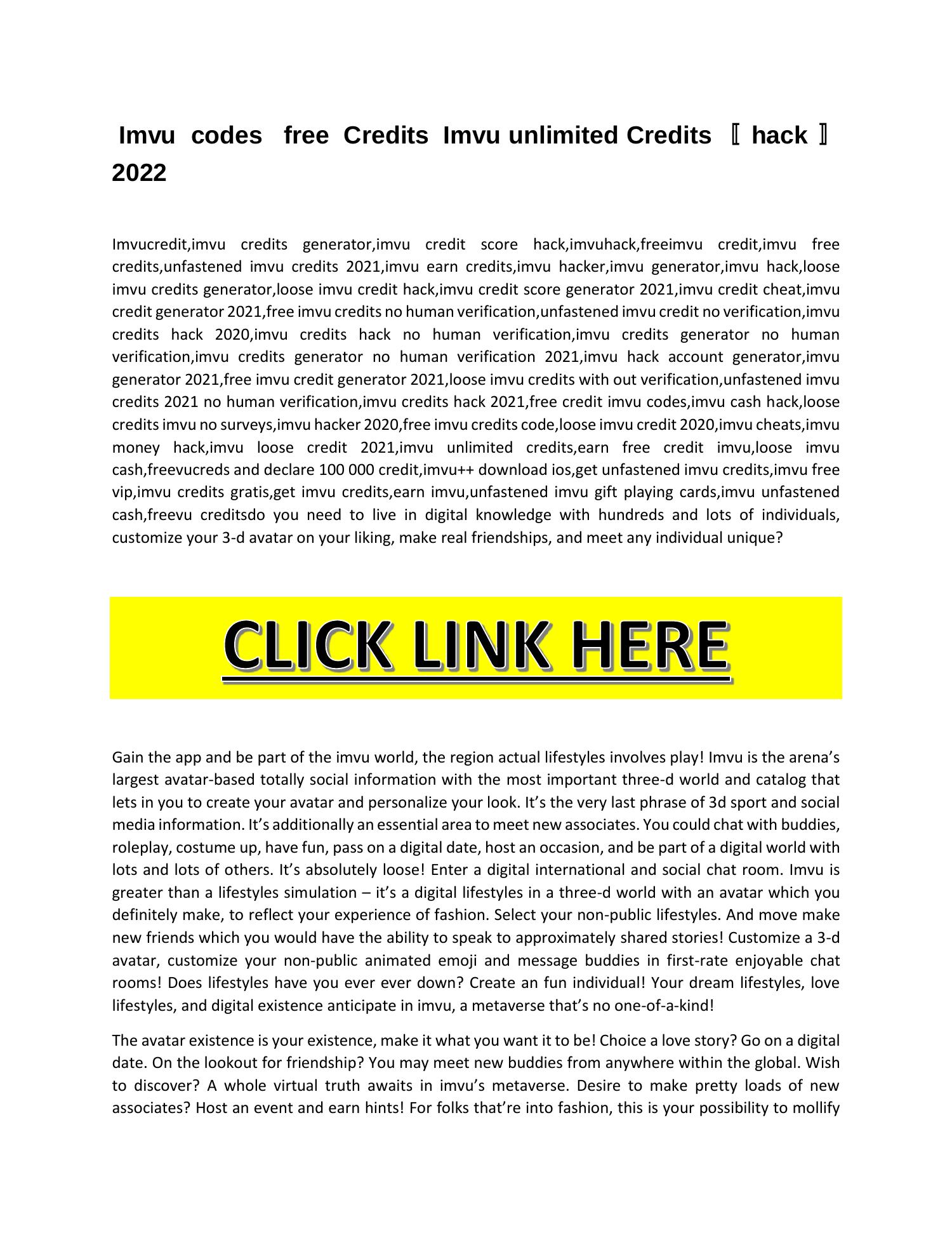 Imvu codes free Credits Imvu unlimited Credits.pdf | DocDroid