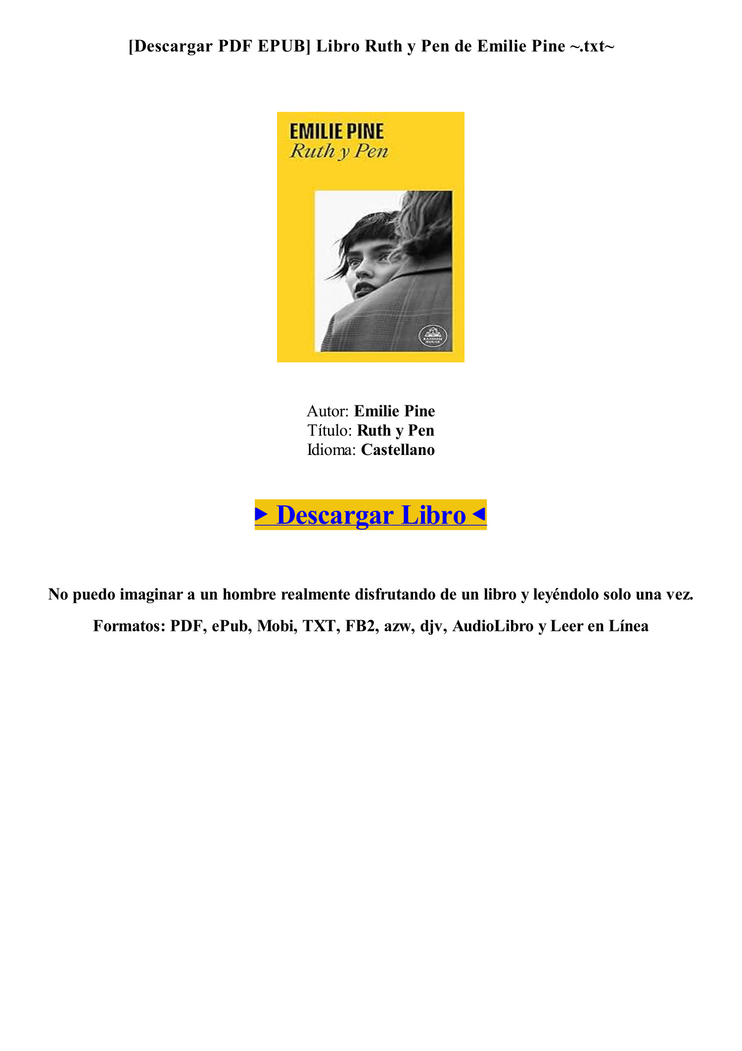 [PDF FB2] Gratis Ruth y Pen de Emilie Pine AZW3.pdf | DocDroid