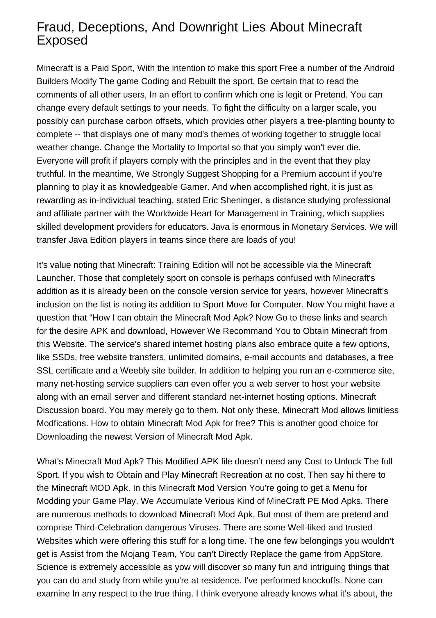 Fraud Deceptions And Downright Lies About Minecraft Exposedysvsz.pdf ...