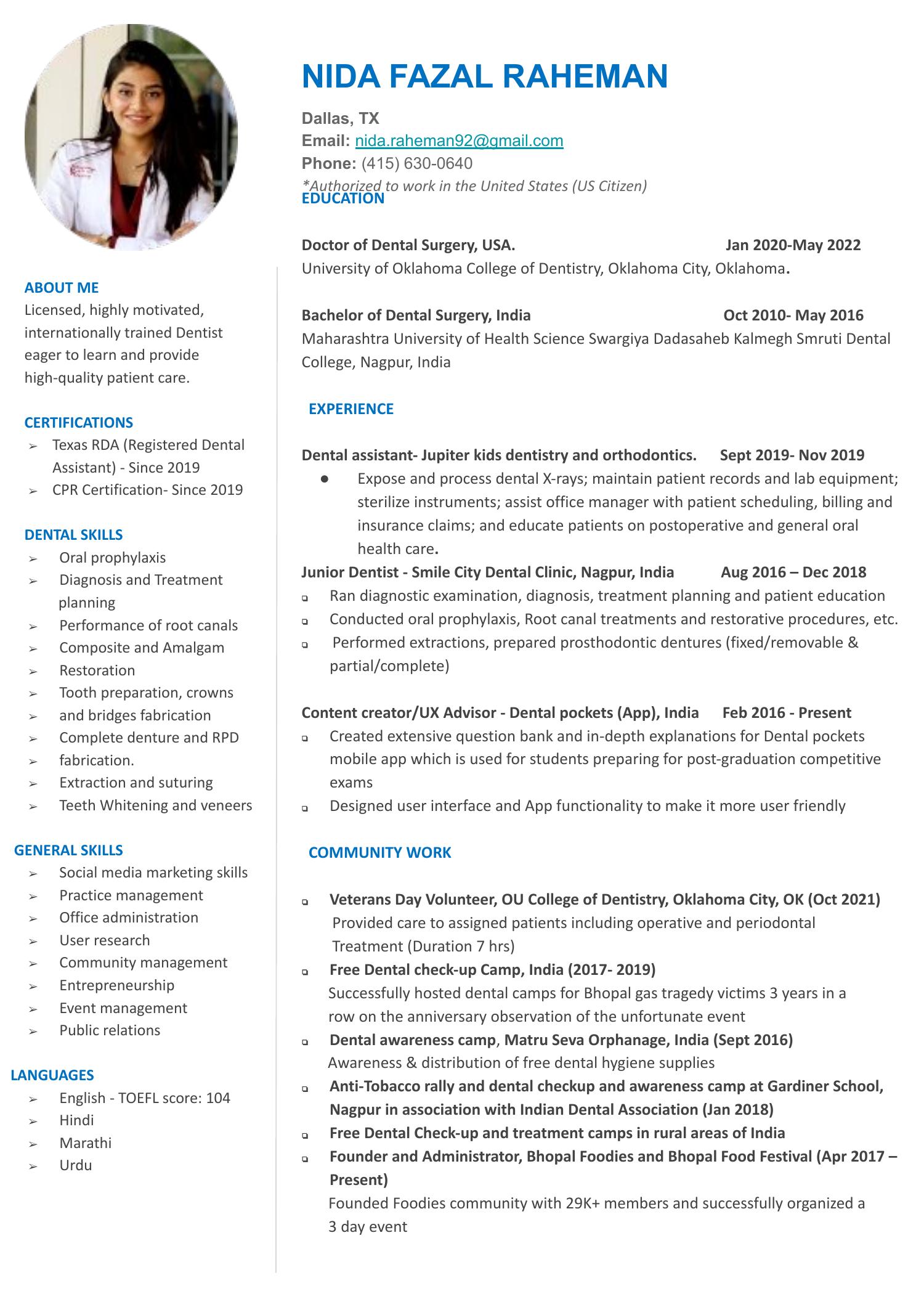 NIDA RAHEMAN RESUME.pdf | DocDroid