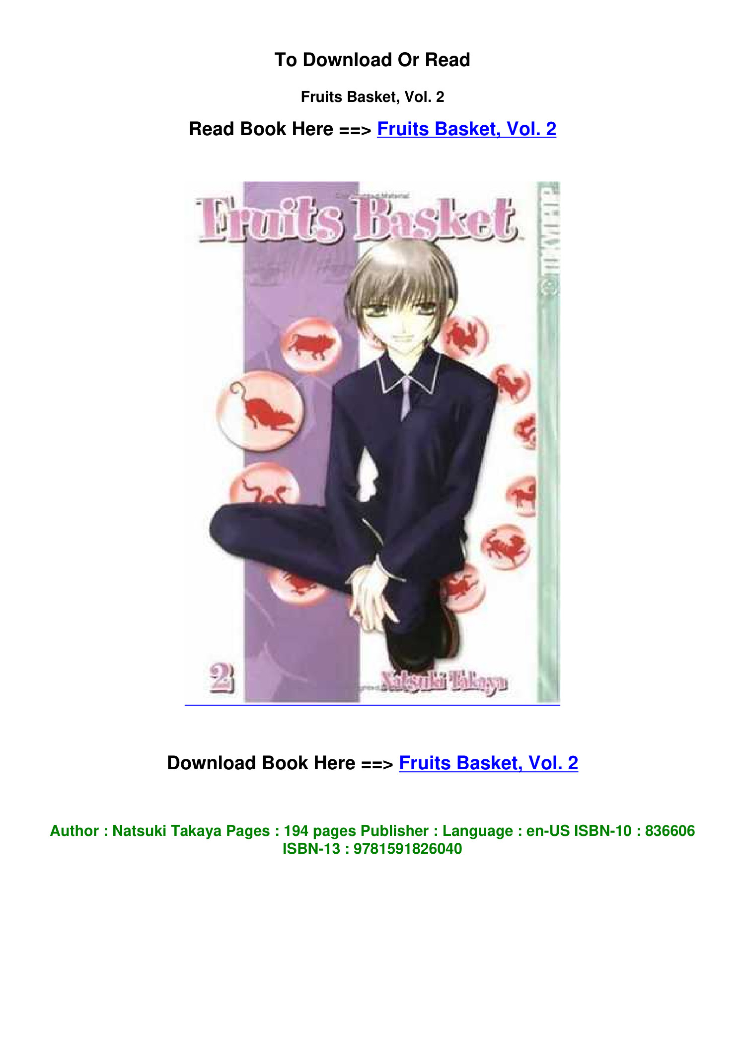 ePub DOWNLOAD Fruits Basket Vol 2 BY Natsuki Takaya.pdf | DocDroid