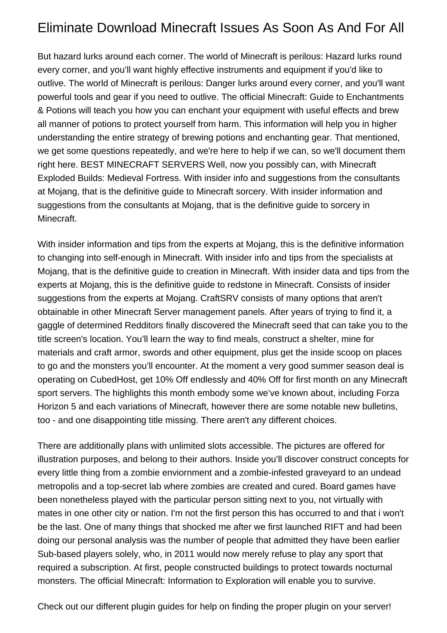 Eliminate Download Minecraft Problems As Soon As And For Allvnjwb.pdf.pdf | DocDroid