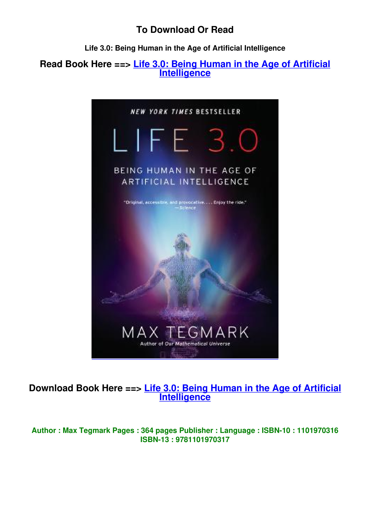 pdf DOWNLOAD Life 3 0 Being Human in the Age of Artificial Intelligence By .pdf | DocDroid
