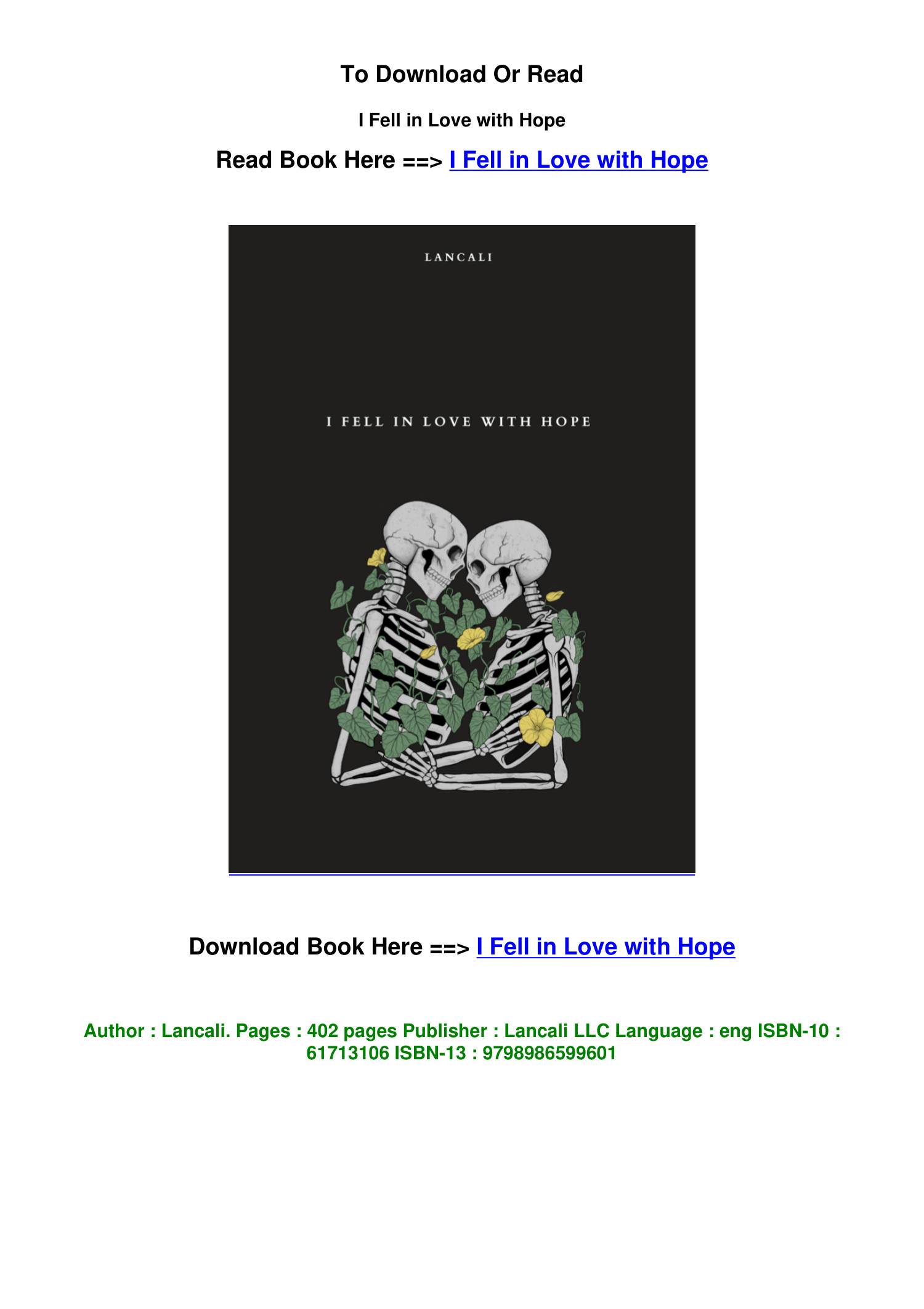 PDF Download I Fell in Love with Hope by Lancali .pdf | DocDroid