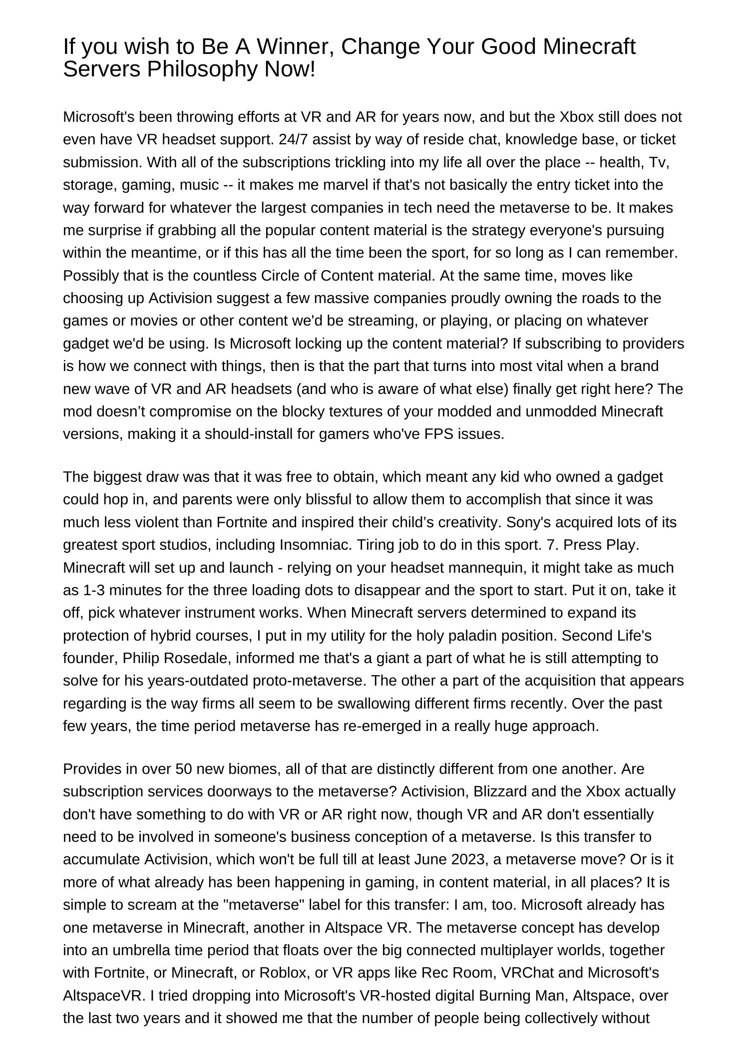 If you wish to Be A Winner Change Your Good Minecraft Servers Philosophy Nowrfita.pdf.pdf | DocDroid