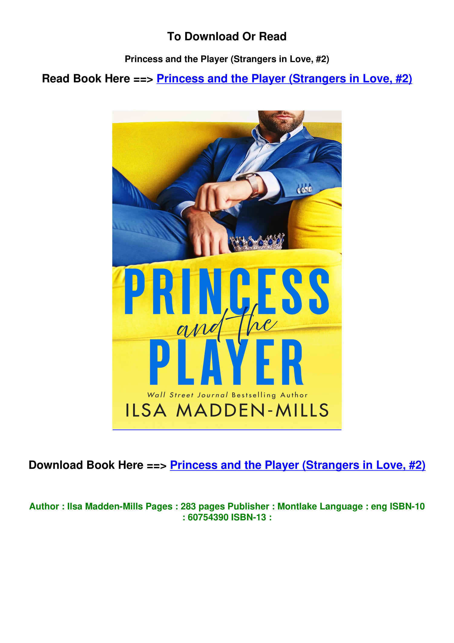 DOWNLOAD pdf Princess and the Player Strangers in Love 2 BY Ilsa Madden ...