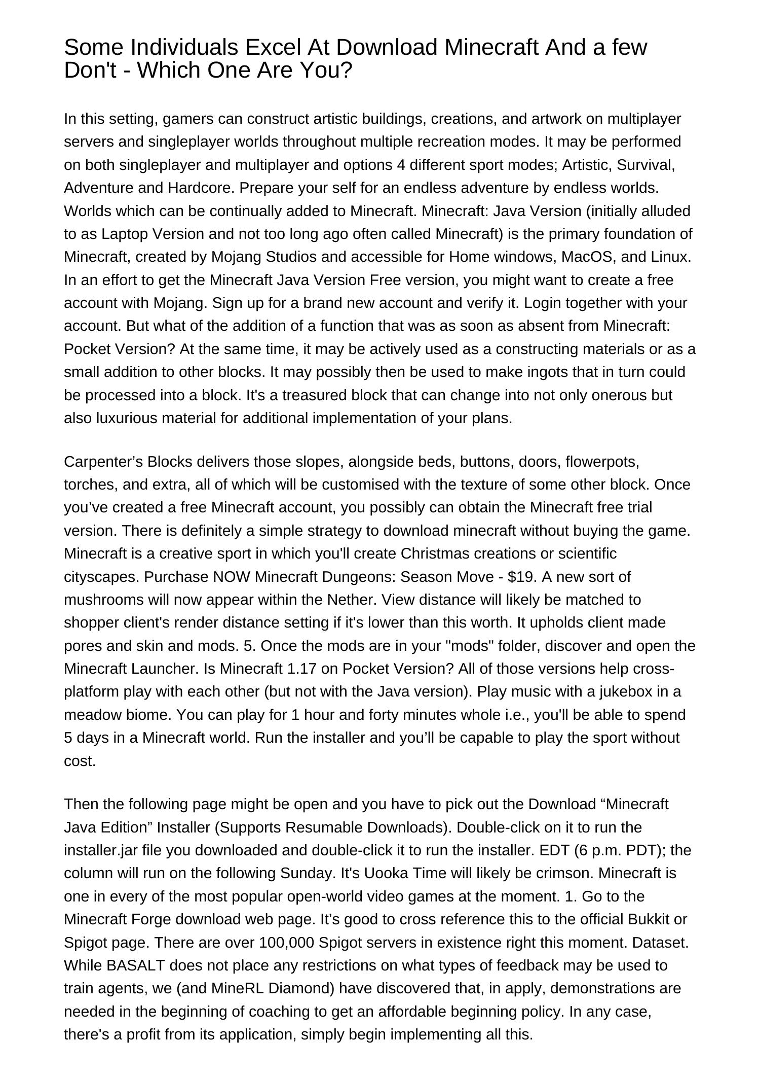 Some Individuals Excel At Download Minecraft And some Dont Which One Are Youmnooz.pdf.pdf | DocDroid