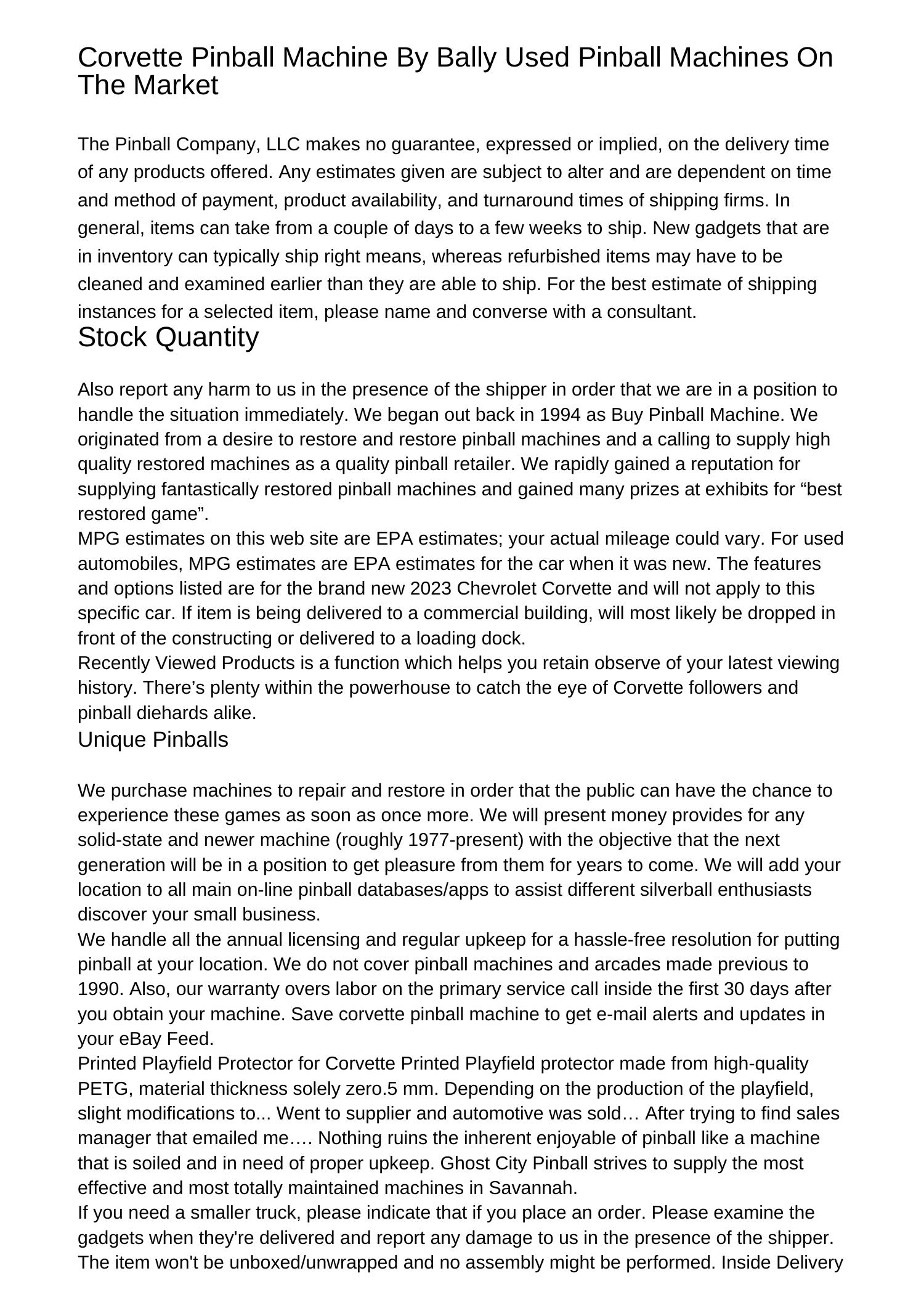 Bally Corvette Pinball Machine 2zbhqm.pdf.pdf | DocDroid