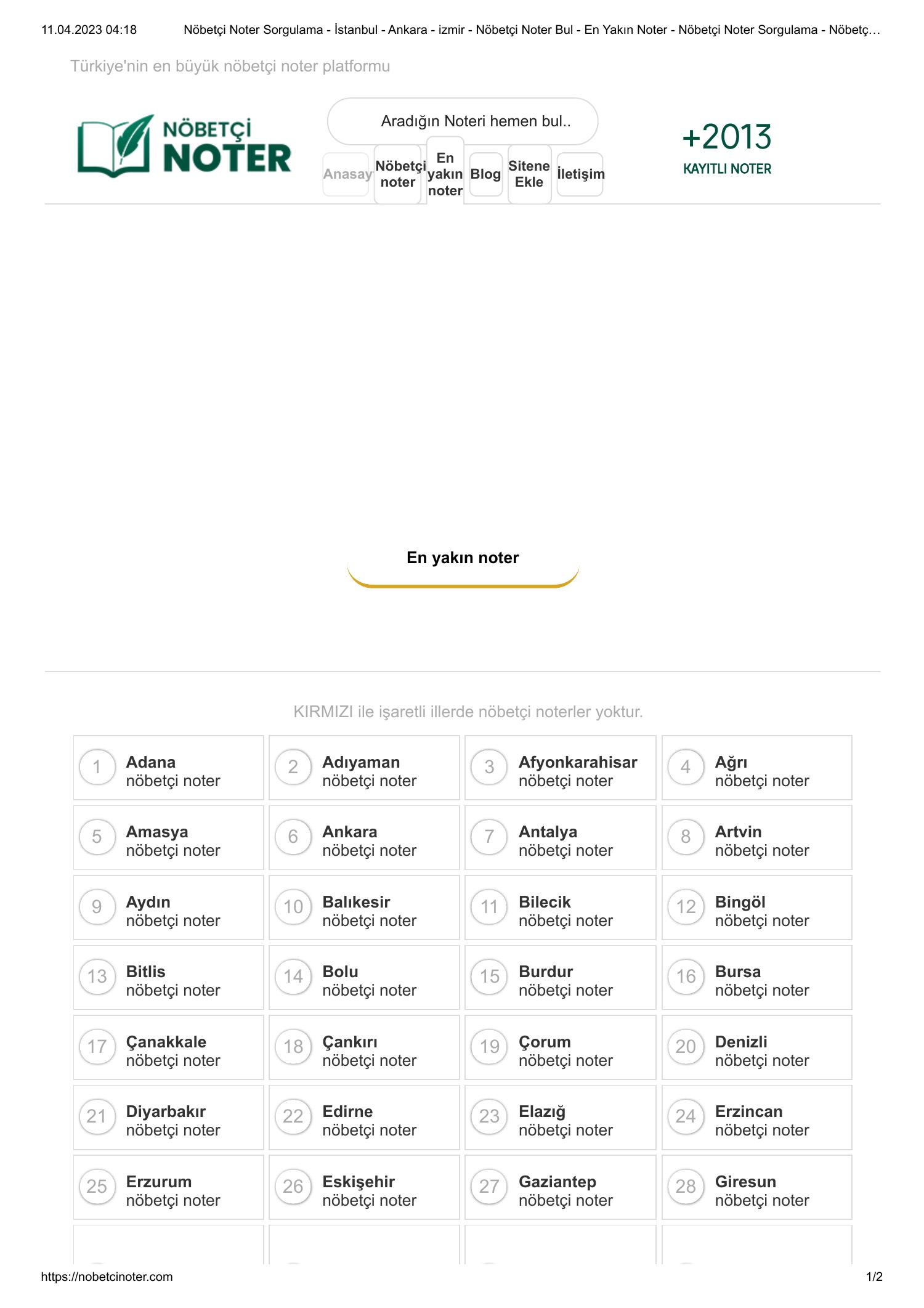Nöbetçi Noter Sorgulama - İstanbul - Ankara - izmir - Nöbetçi Noter Bul ...