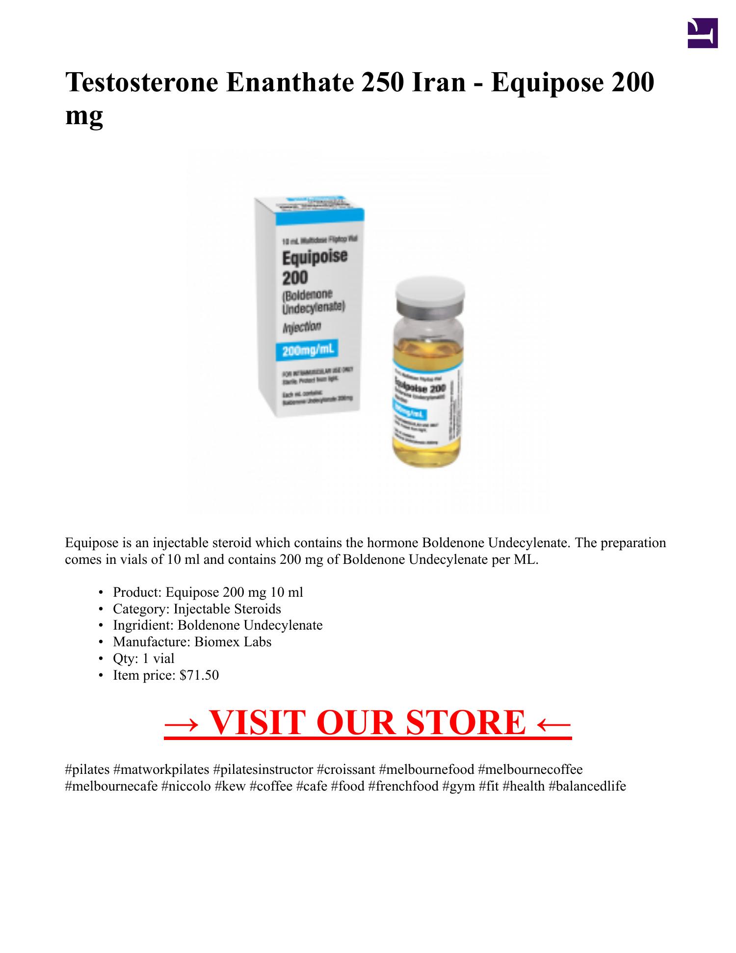 Testosterone Enanthate 250 Iran - Equipose 200 mg 1 vial 10 ml.pdf ...
