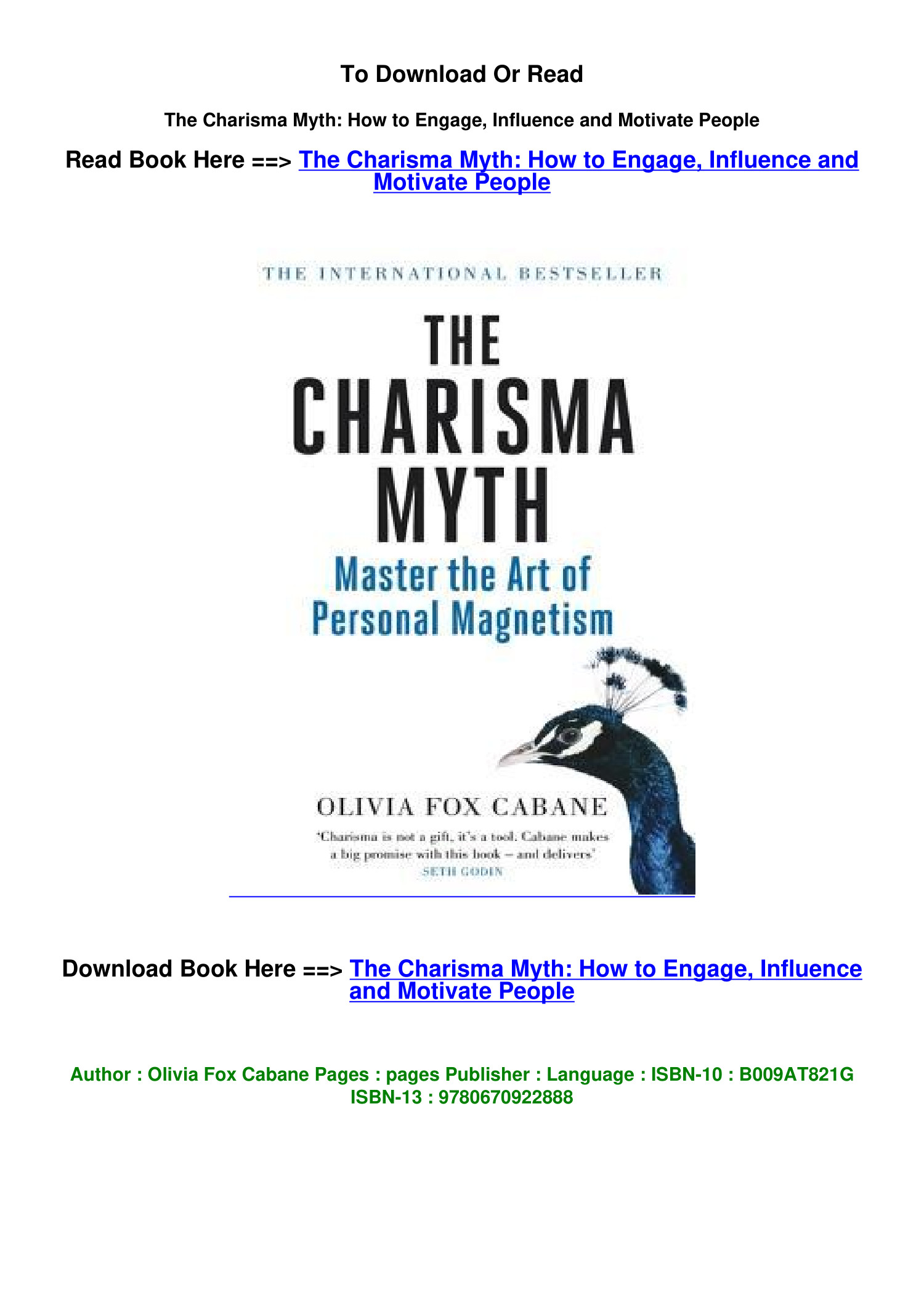 DOWNLOAD pdf The Charisma Myth How to Engage Influence and Motivate People .pdf | DocDroid