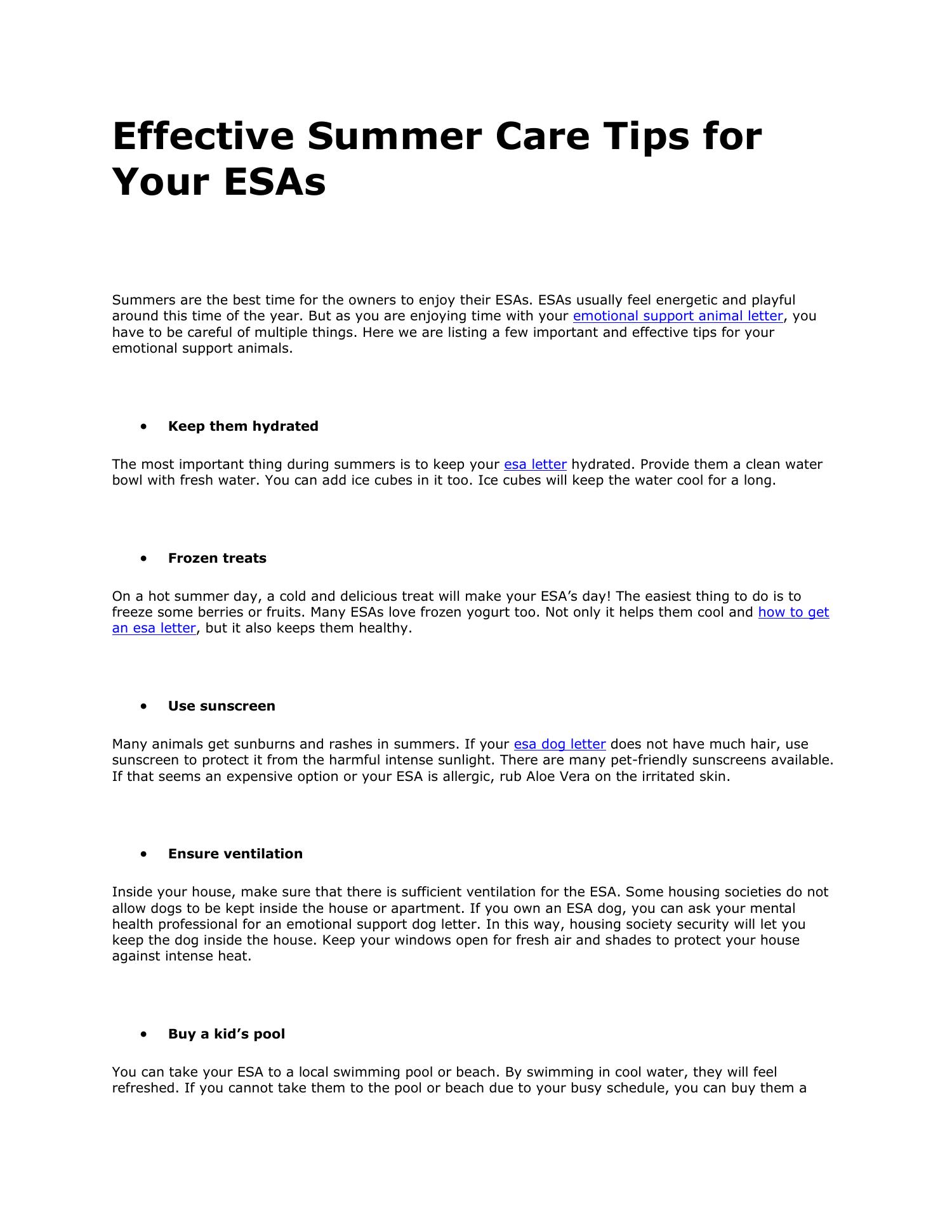 Effective Summer Care Tips for Your ESAs.pdf | DocDroid