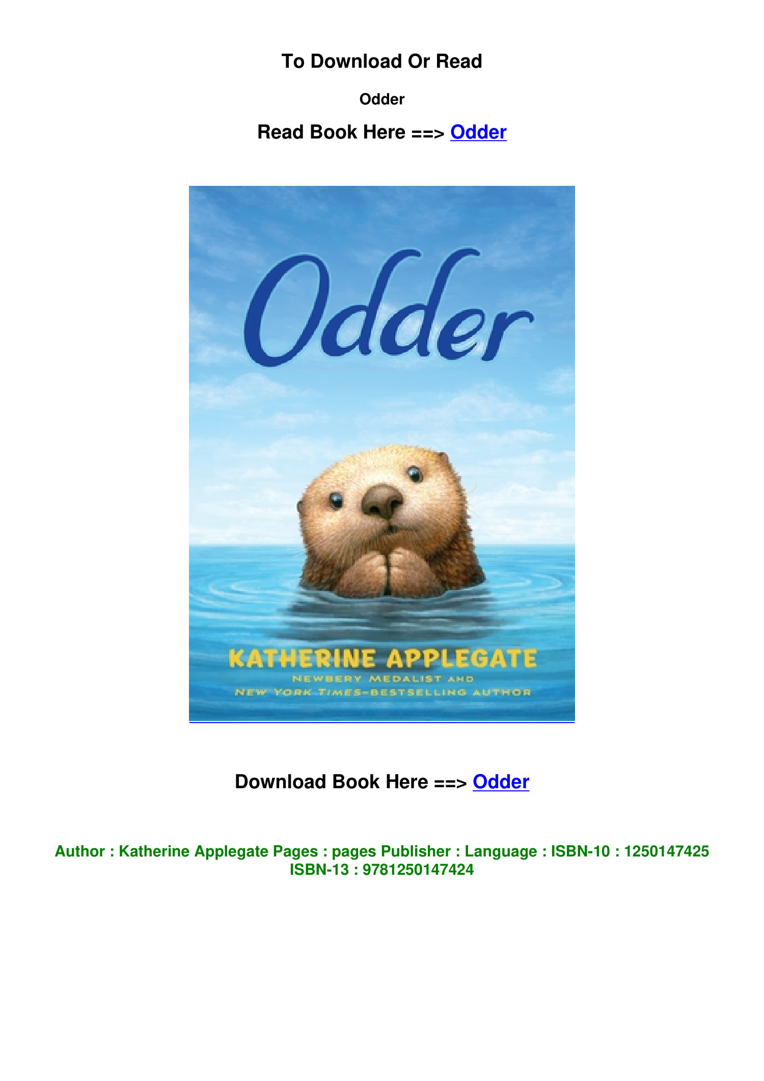 PDF DOWNLOAD Odder By Katherine Applegate.pdf | DocDroid