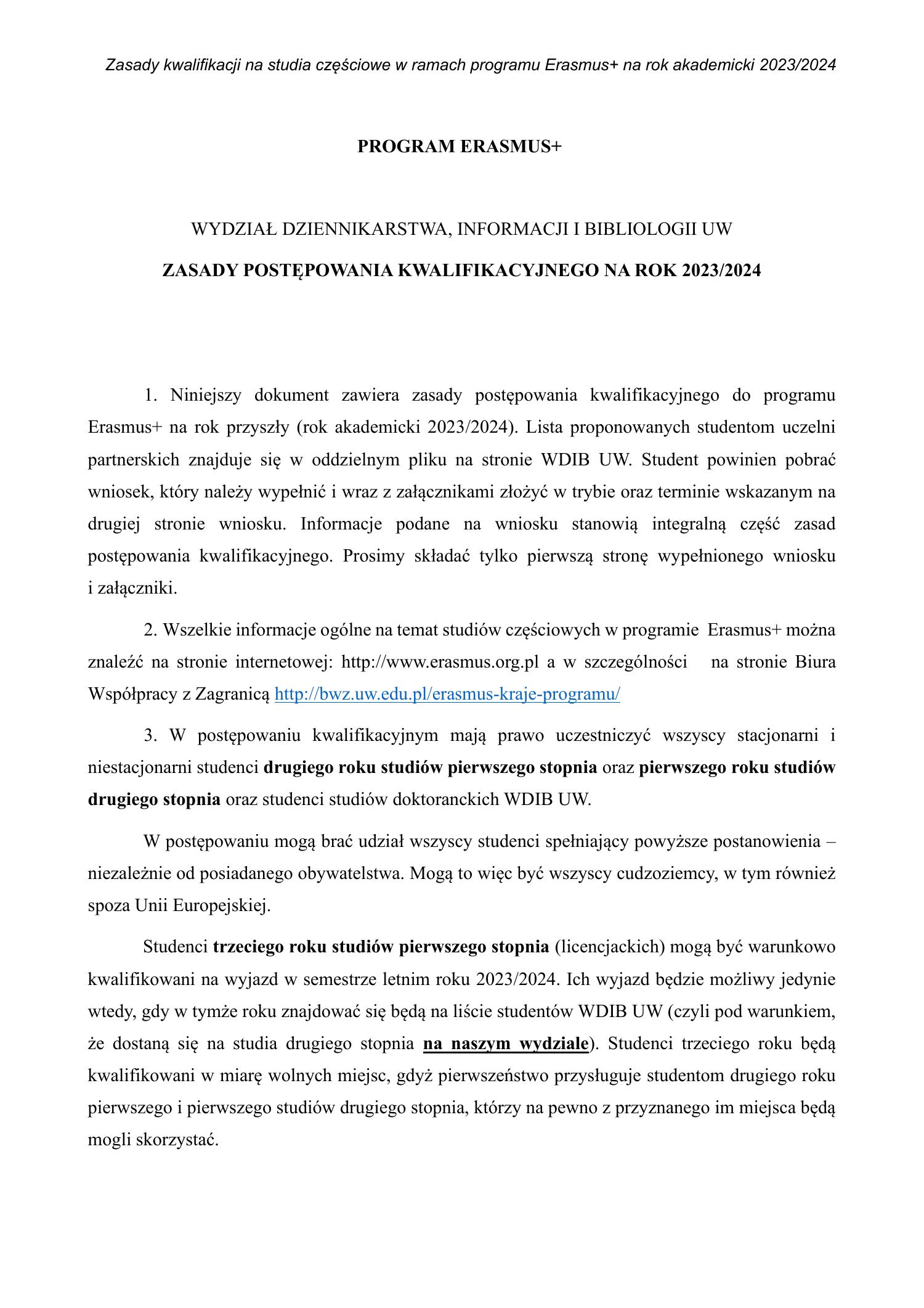 Zasady kwalifikacji na rok akademicki 2023 24.docx | DocDroid