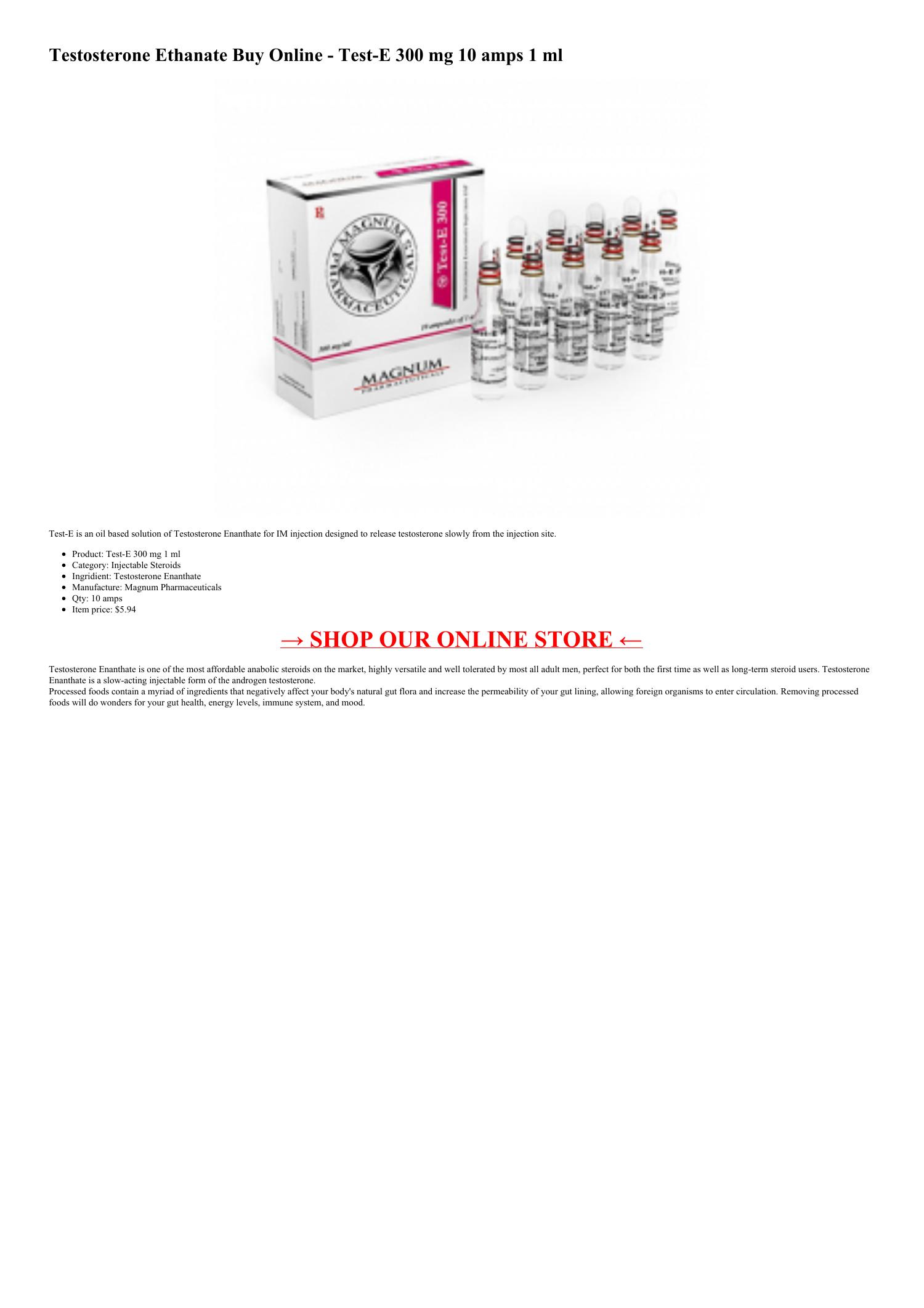 Testosterone Ethanate Buy Online - Test-E 300 mg.pdf | DocDroid